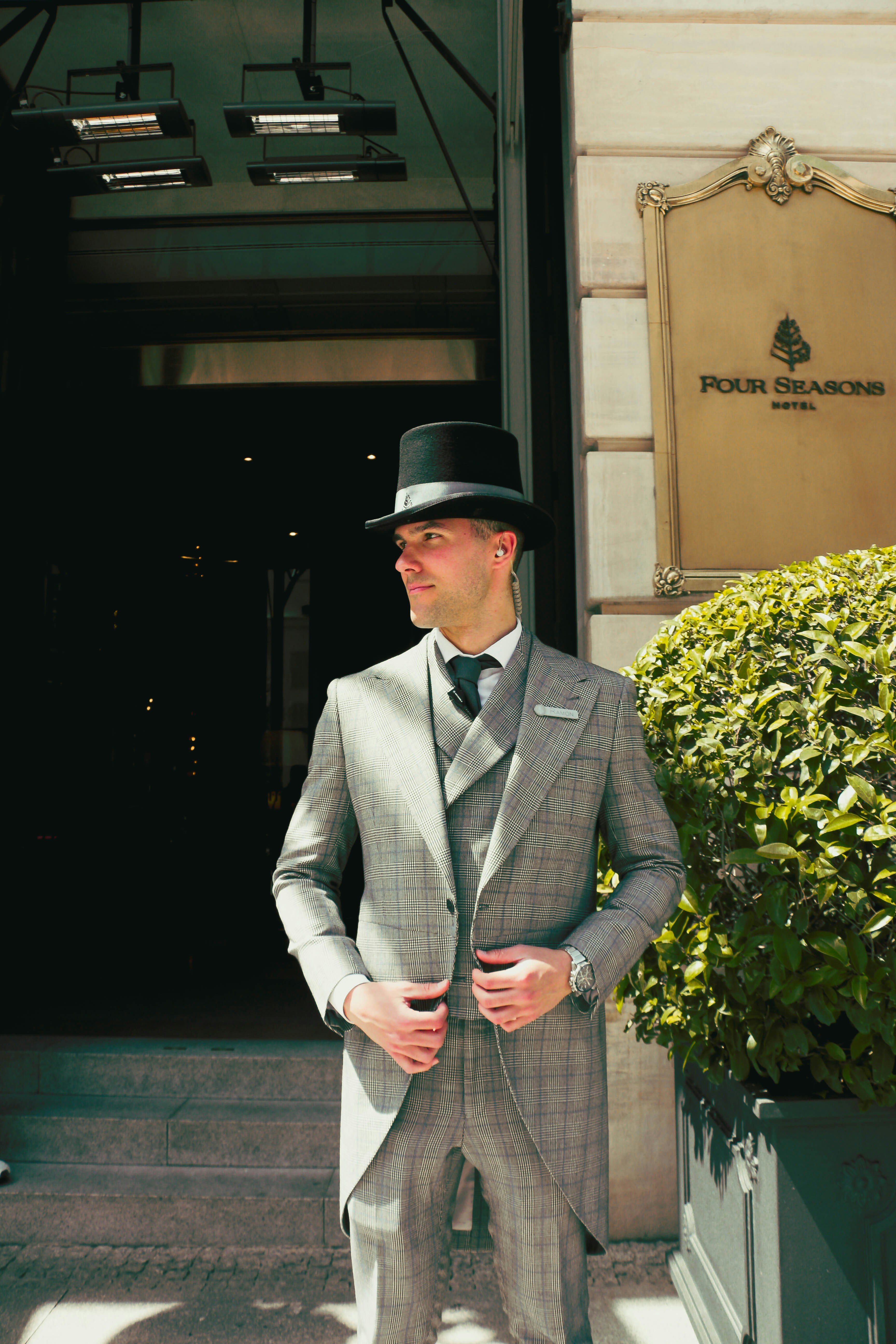 Gentleman at the Grand Entrance in a Tailored Moment