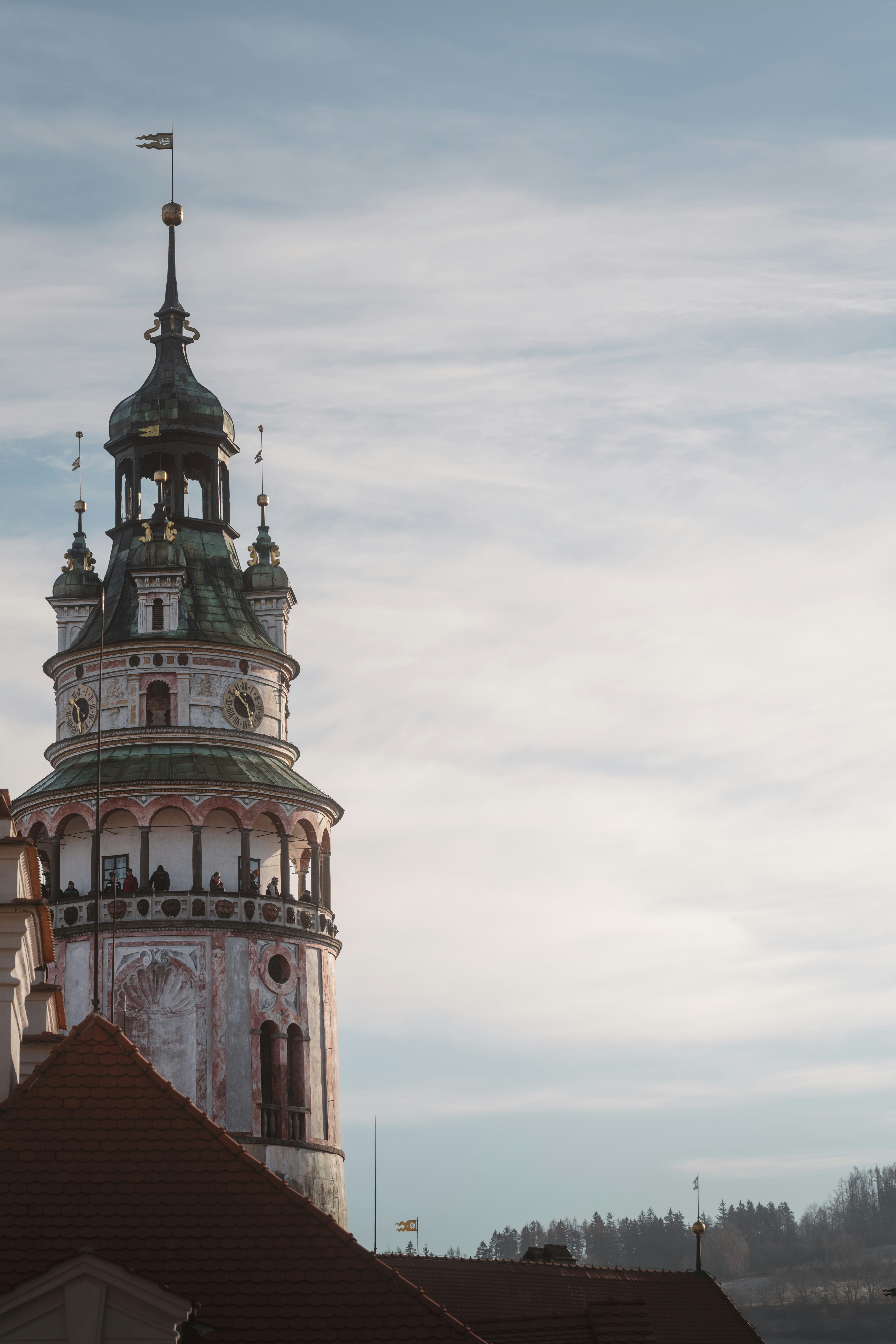 Clocktower Rising: A Baroque Spire Against an Open Sky