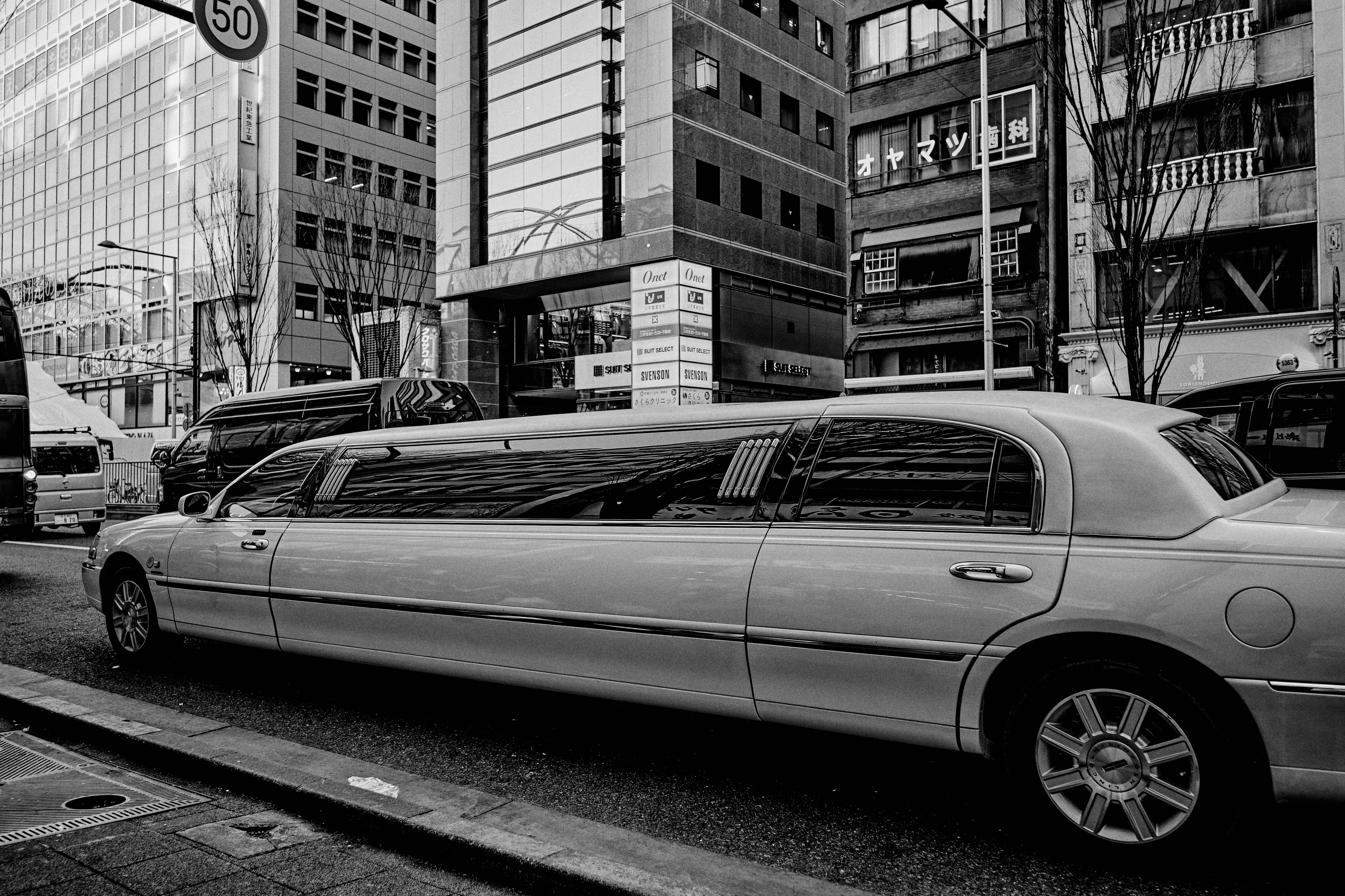 Stretch Limousine in a City Monochrome
