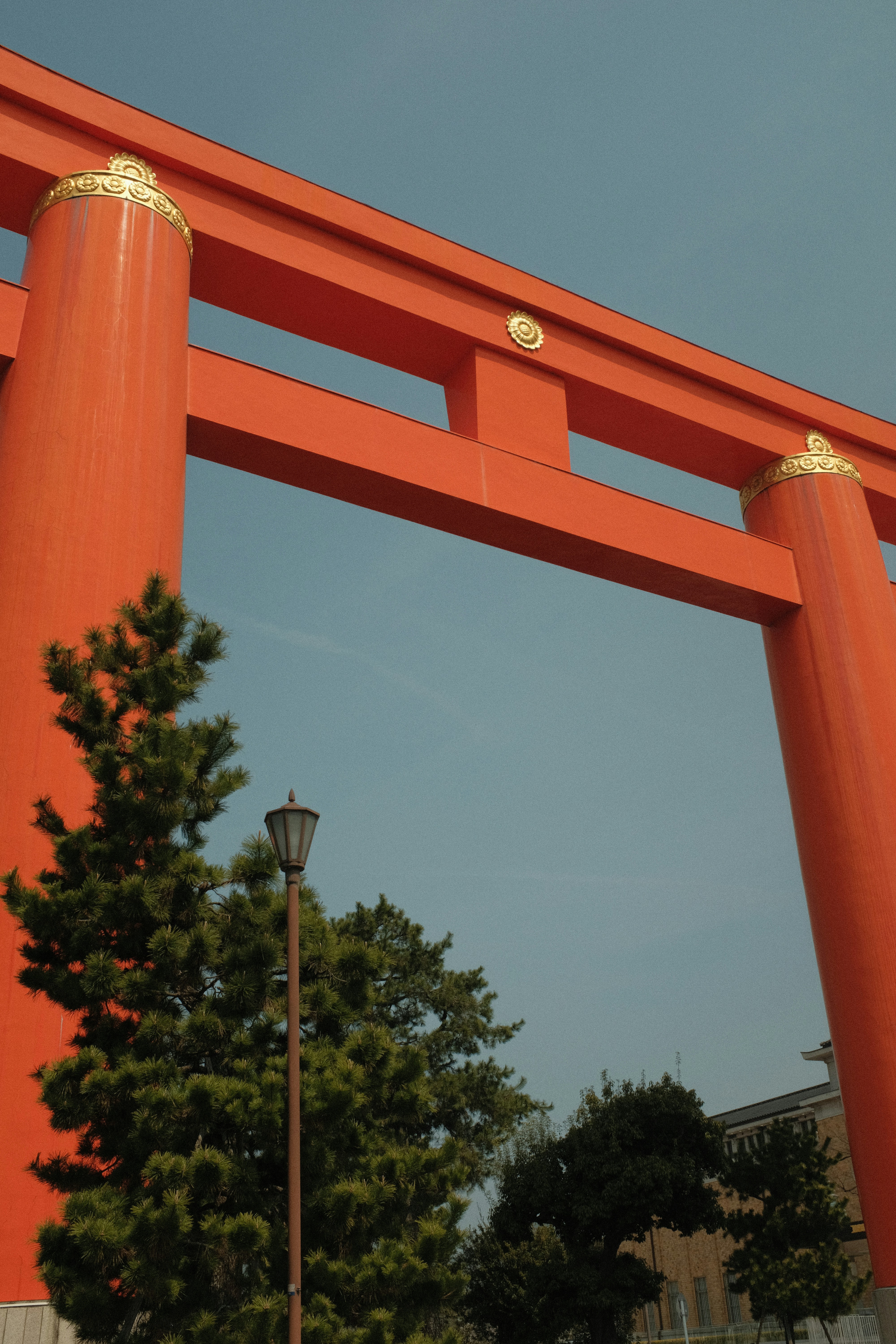 Red Torii Gate Framing a Clear Sky