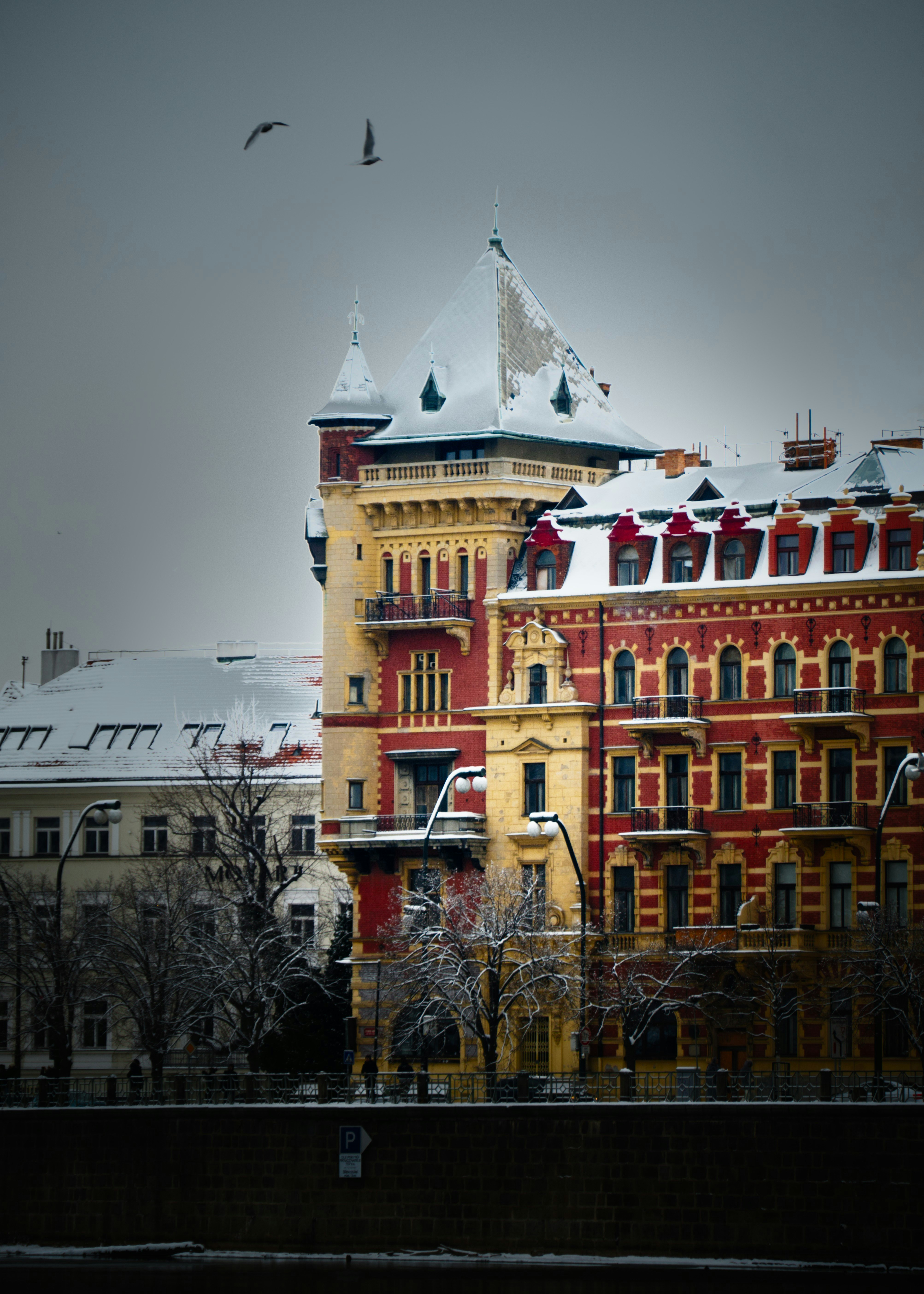 Snow-Capped Rathaus: A Historic Facade in Winterlight