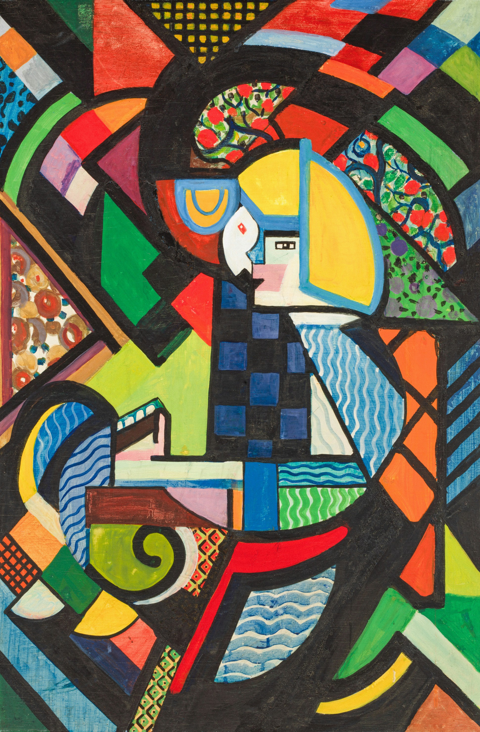 H. Lyman Saÿen, Daughter in a Rocker, 1917-1918, tempera and collage on wood, 36 x 24 in. (91.4 x 61.0 cm), Smithsonian American Art Museum, Gift of H. Lyman Sayen to his nation, 1967.6.4