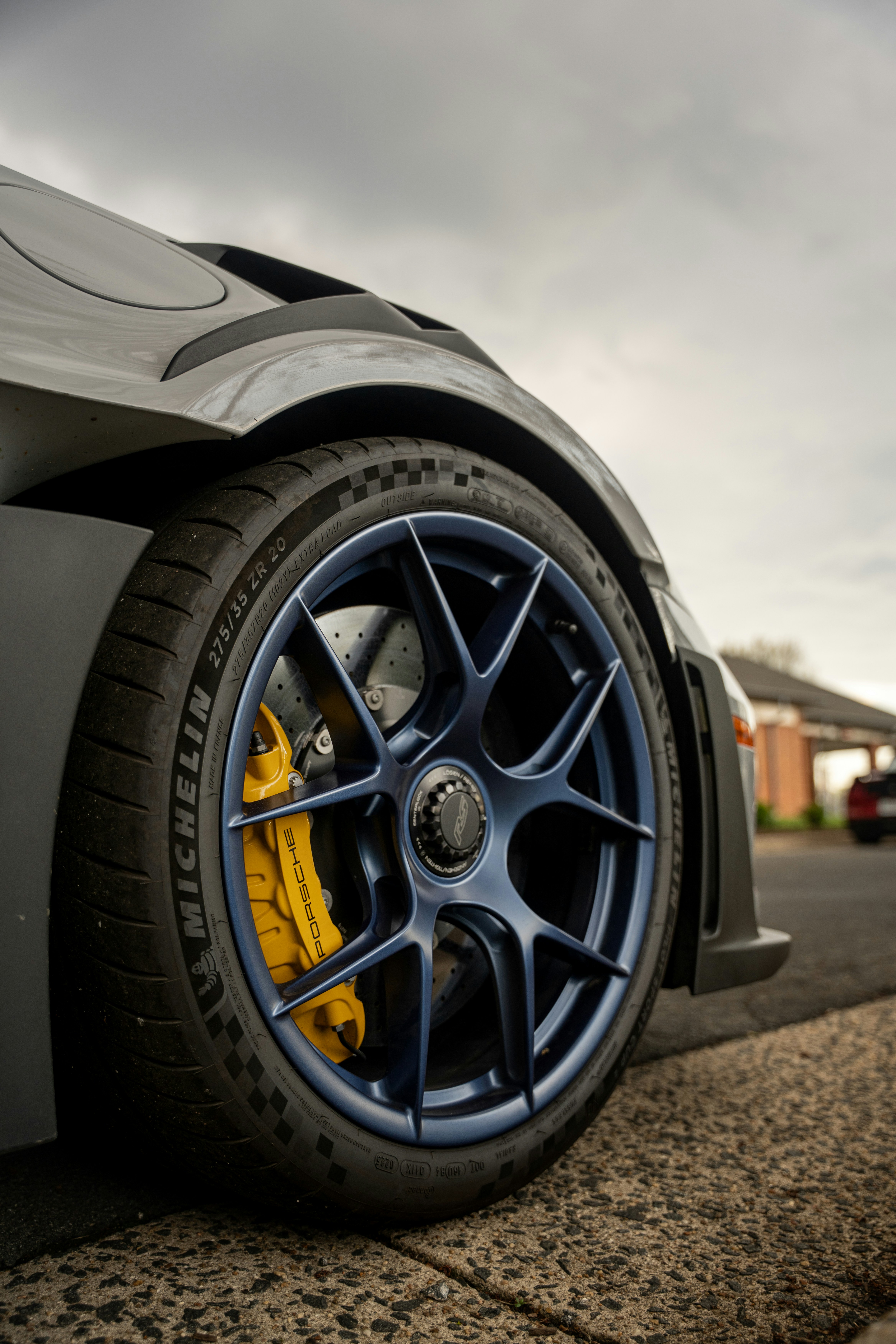 Blue_spoked Velocity: A Porsche RS wheel close-up