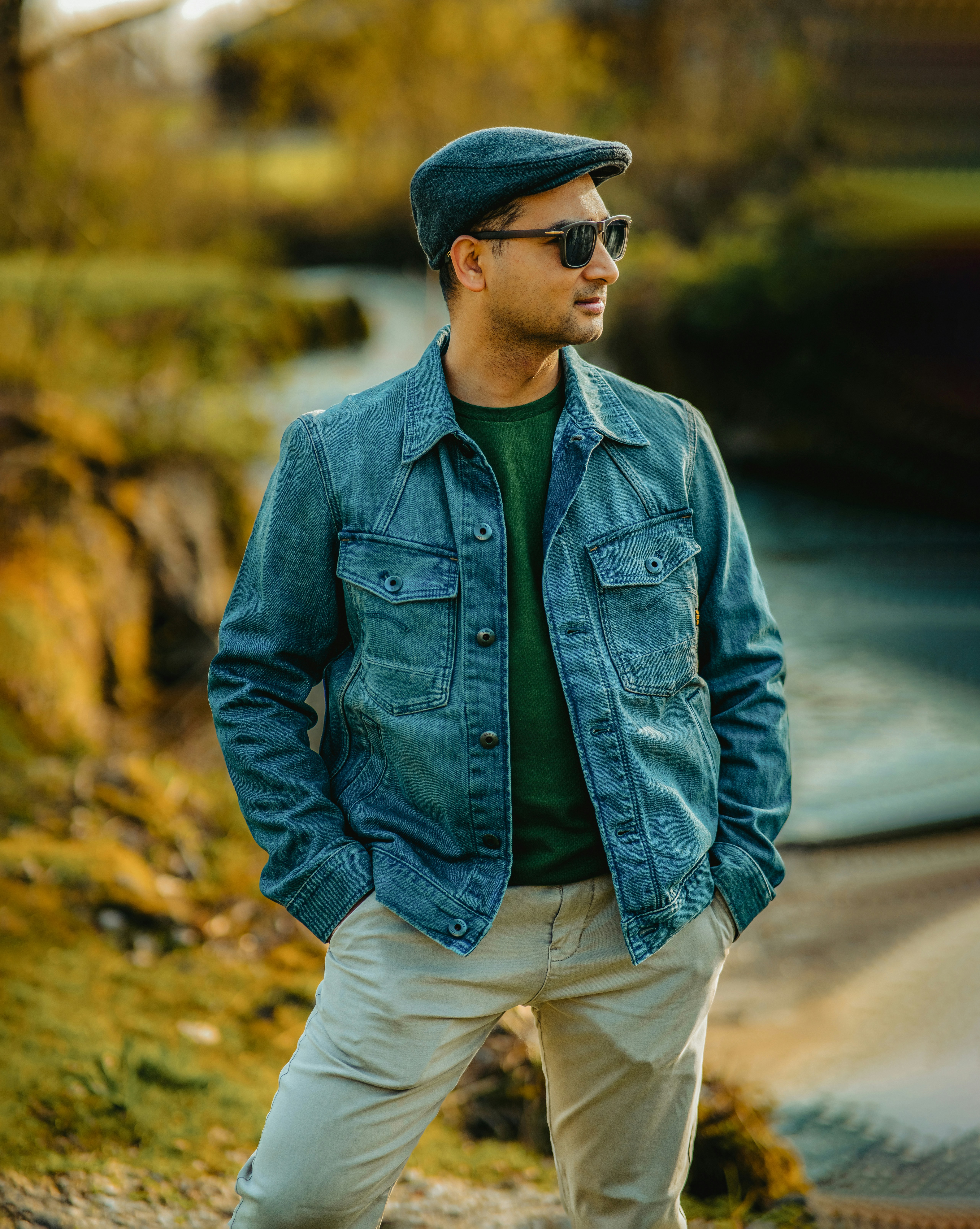 Urban Threads: denim, shade, and a sunlit posture
