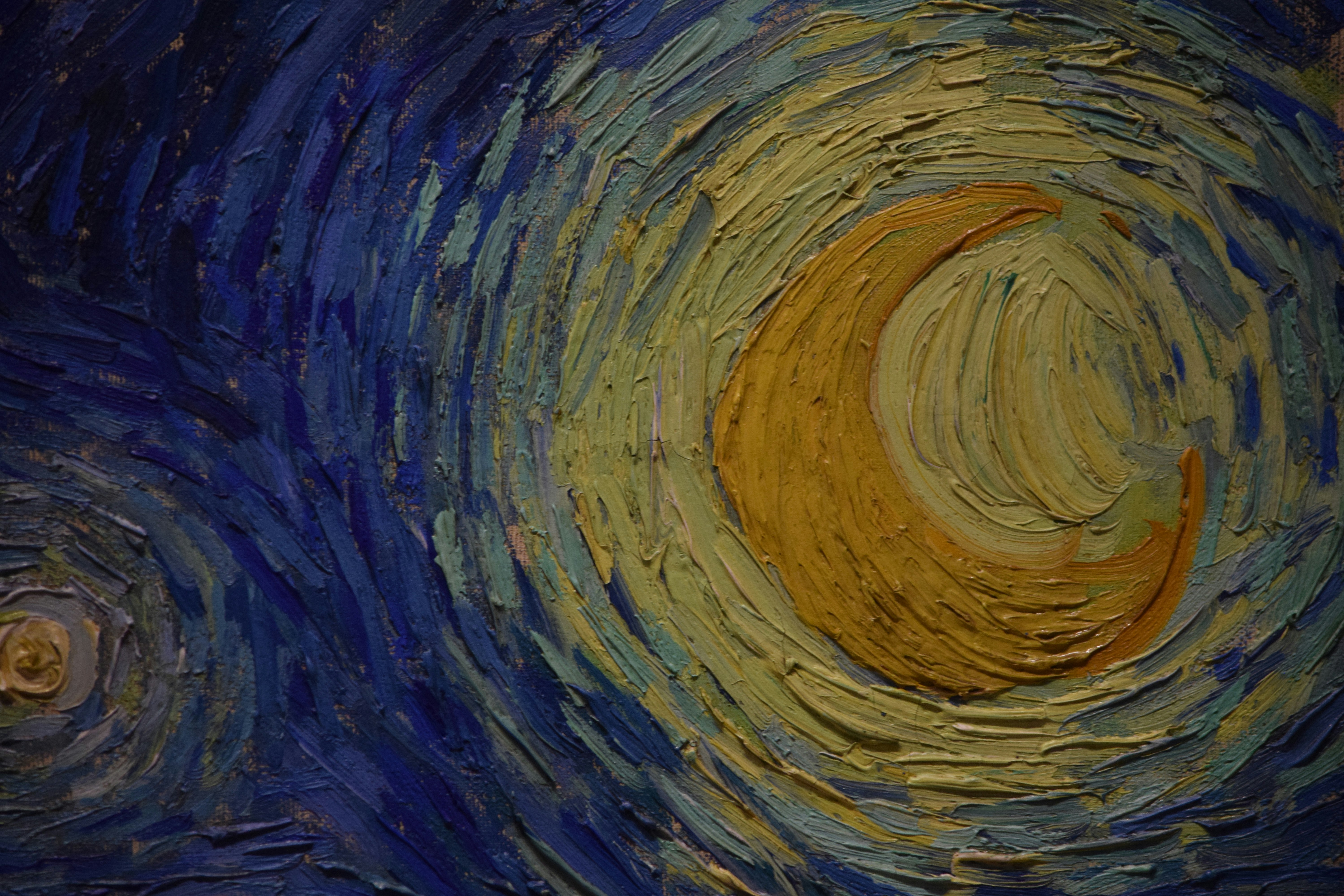Circular Dawn: A Crescent Emerges from Painted Swirls