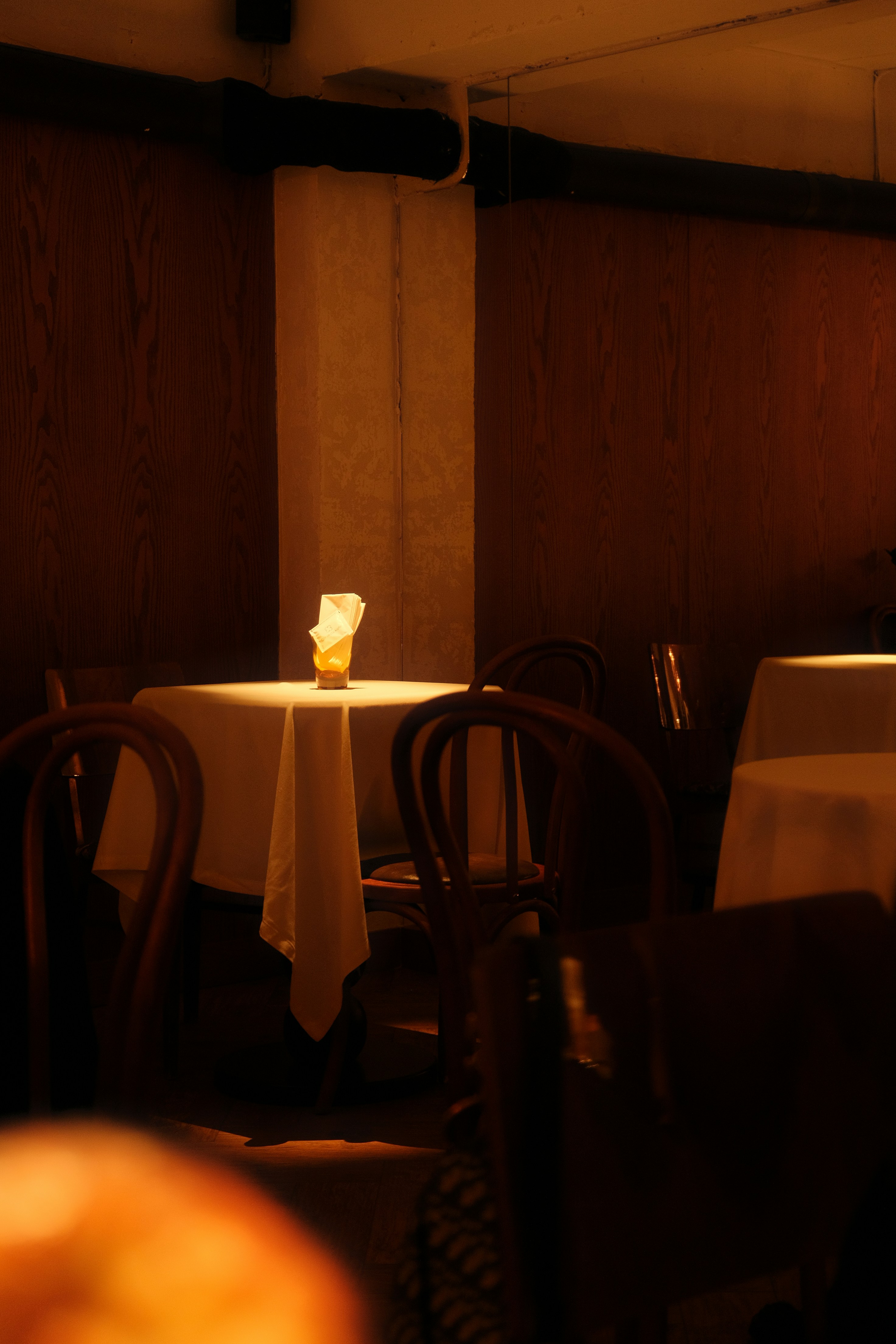 Lonely Table in Warm Spotlight