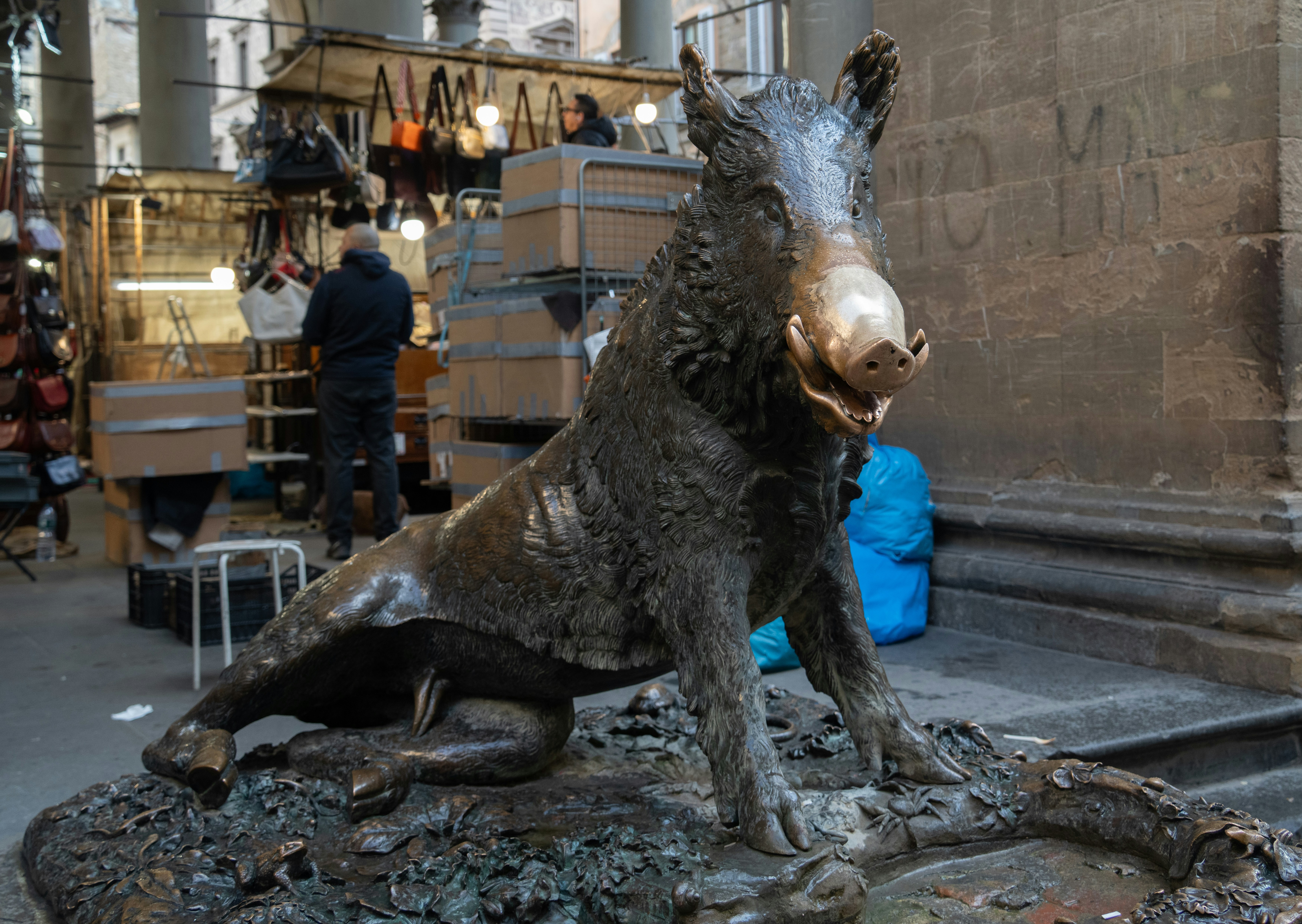 Bronze Boar in the Heart of the Market Square