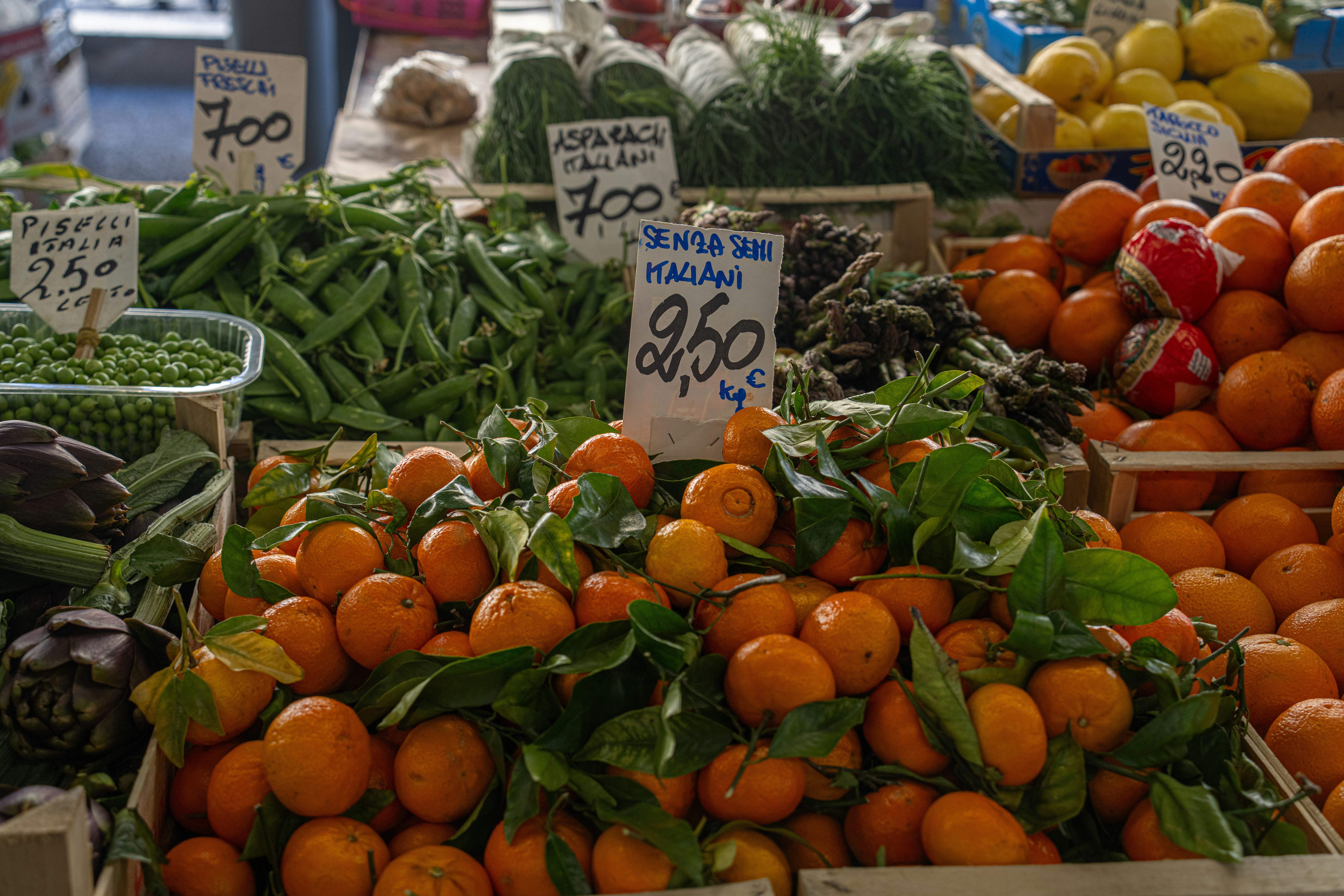 Citrus Corner at a Bustling Market Stall