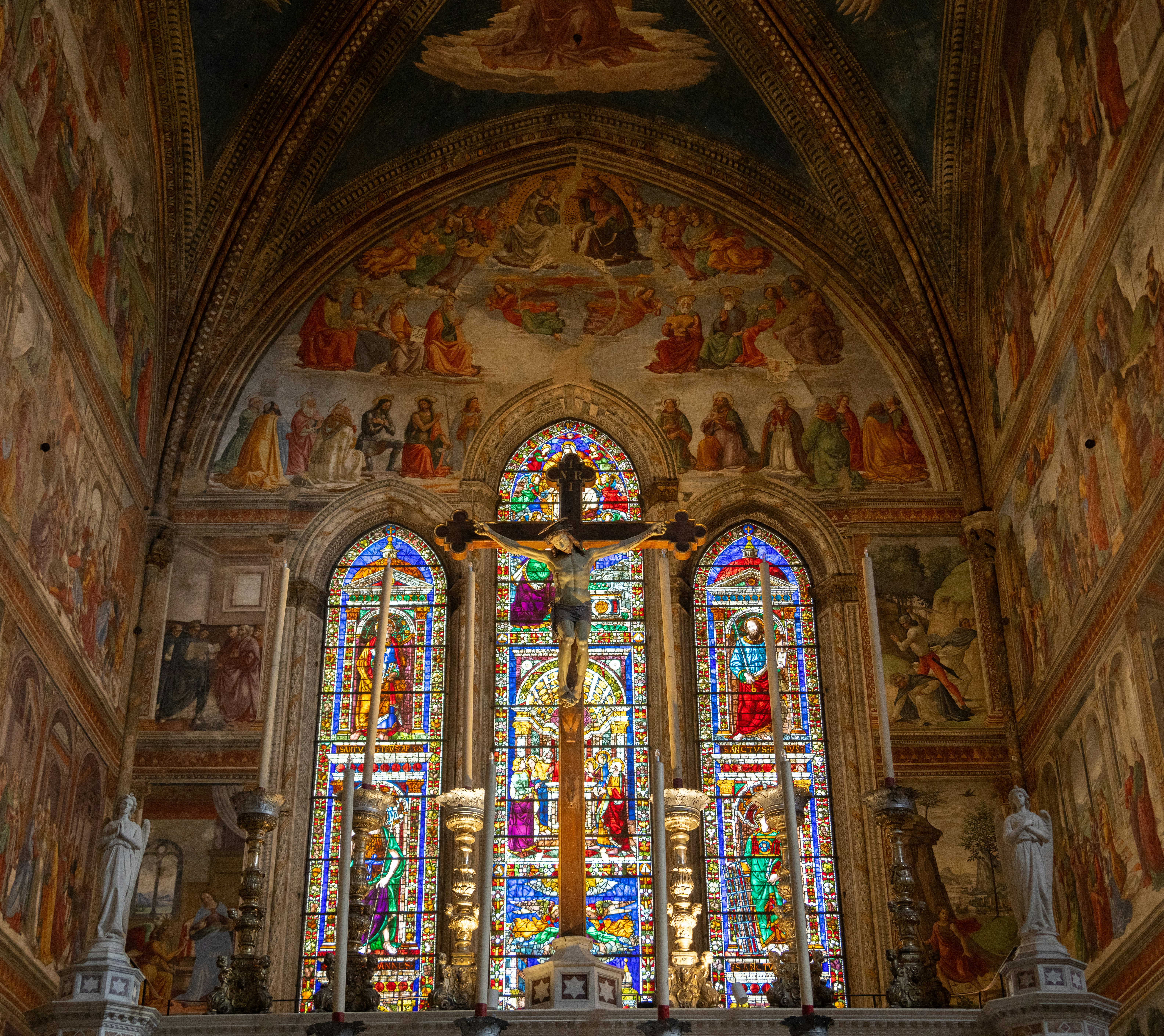 Stained Glass Altar Dawn: The Crucifix at the Heart of the Chapel