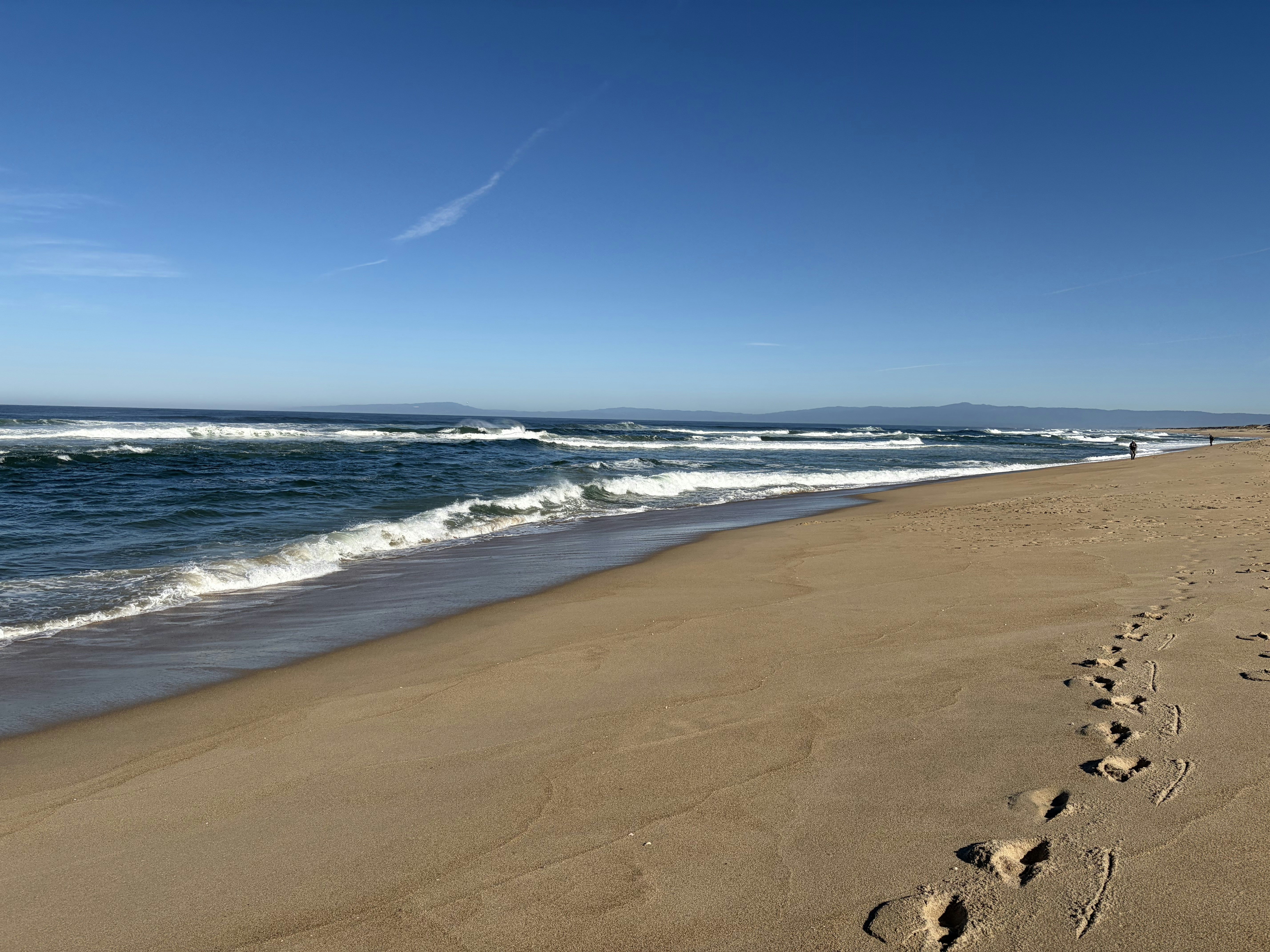 Footprints in the Sand: A Quiet Coastal Walk Toward the Horizon
