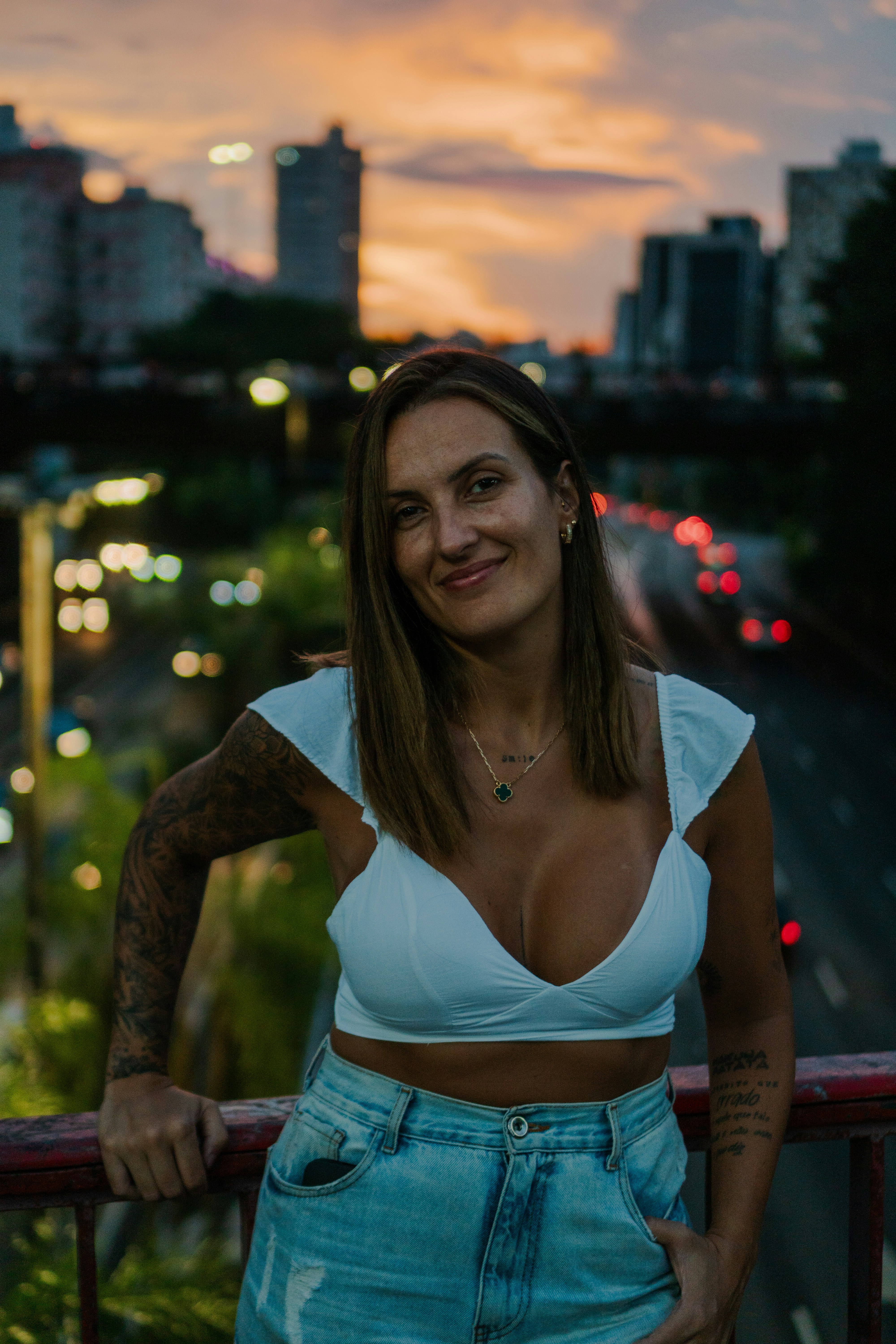 Twilight Terrace: Confidence in Denim and Dusk