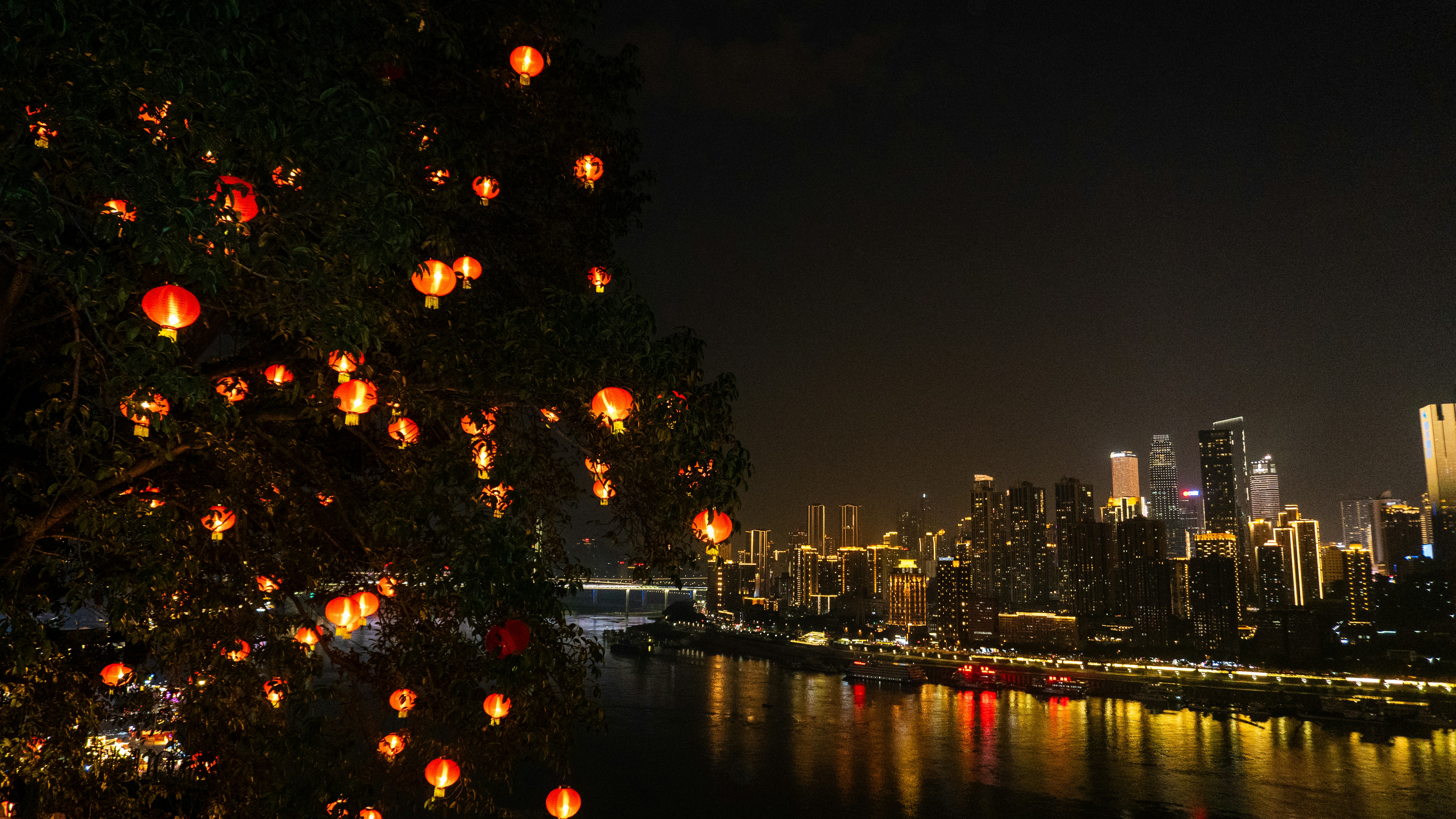 Lantern Glow Over Lantern Bay: City Lights Reflected