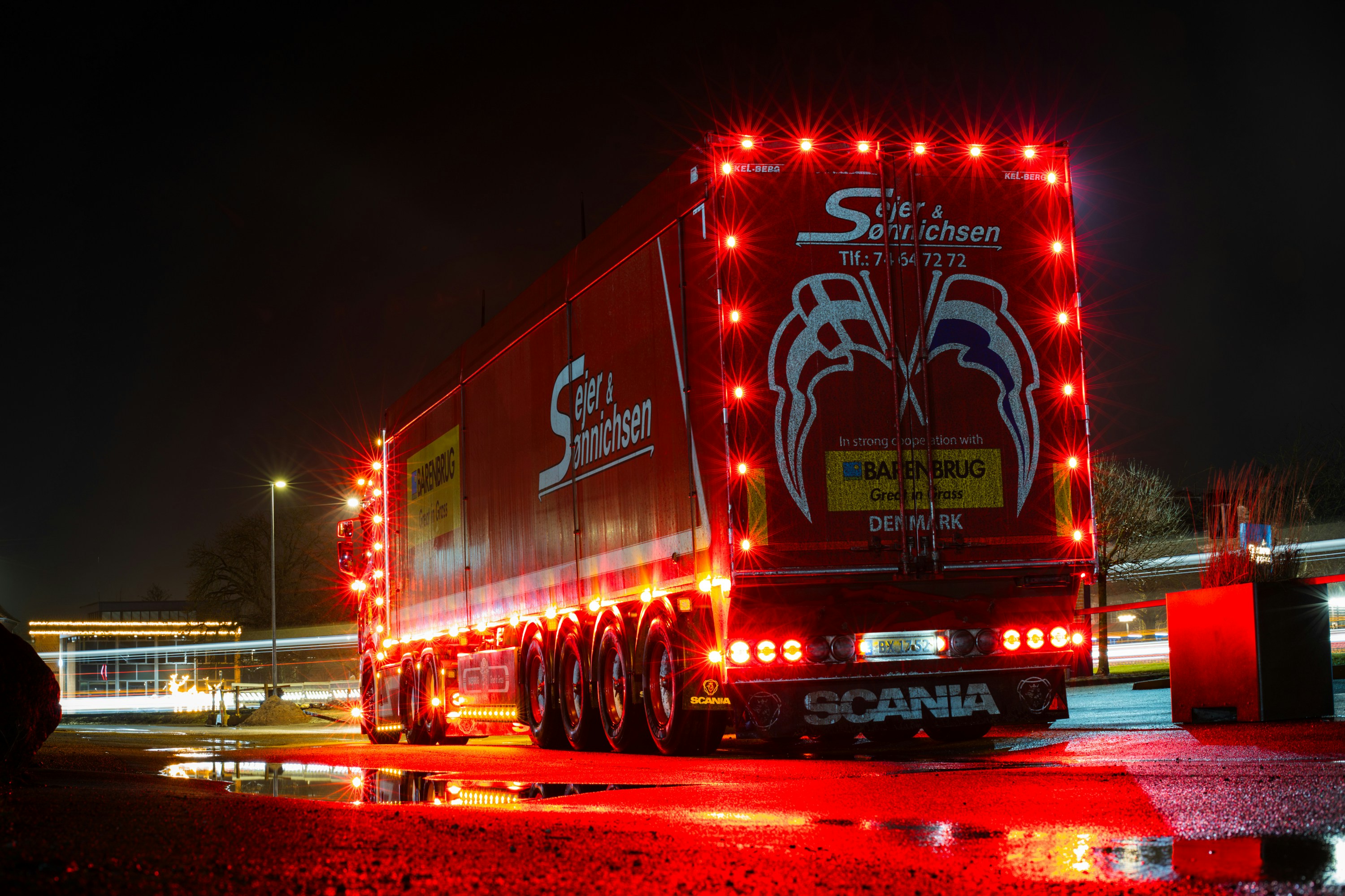 Red-Eyed Hauler: Night Drive Under Neon Trails