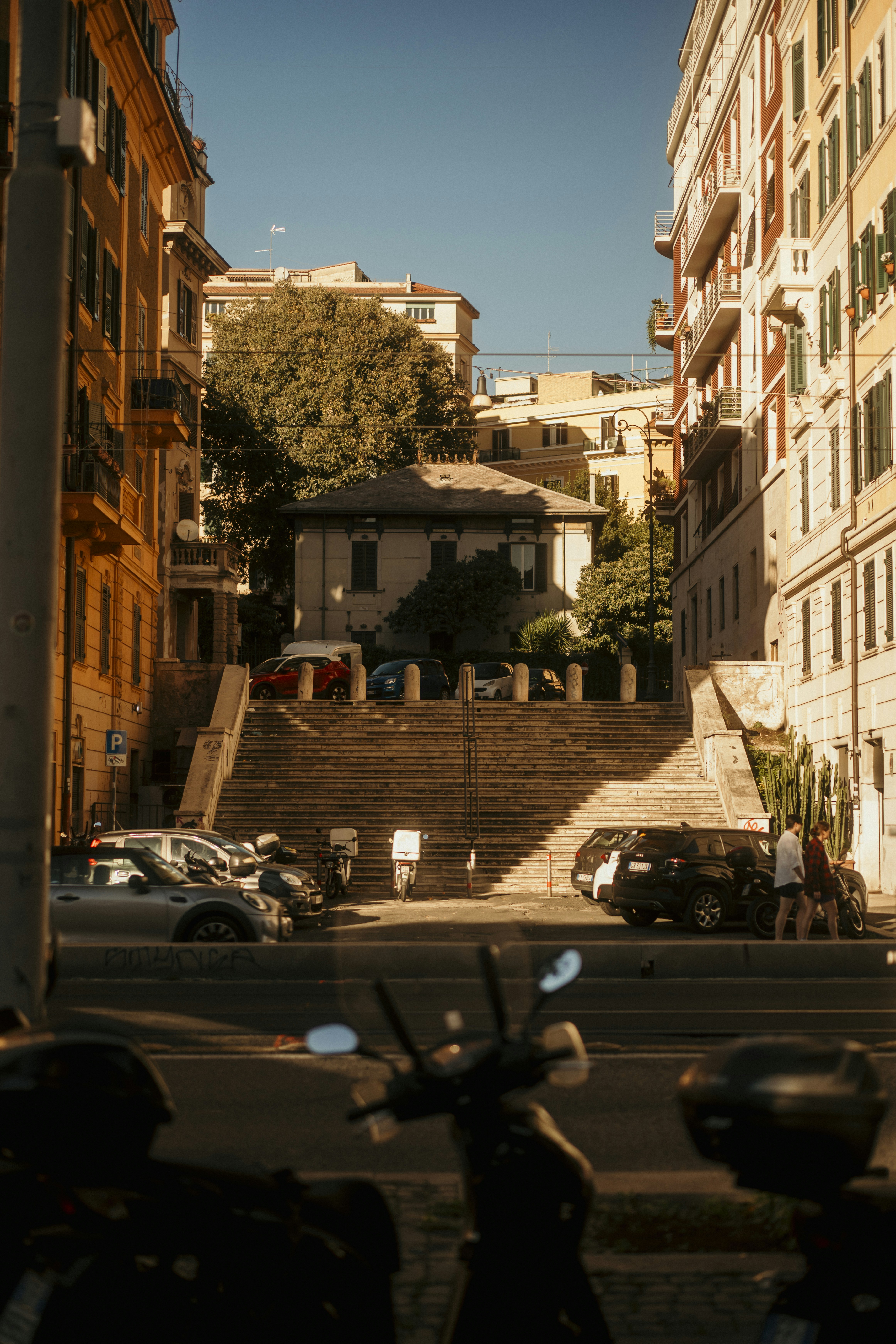 City Steps and Stairs: Morning Light in a Quiet Piazza