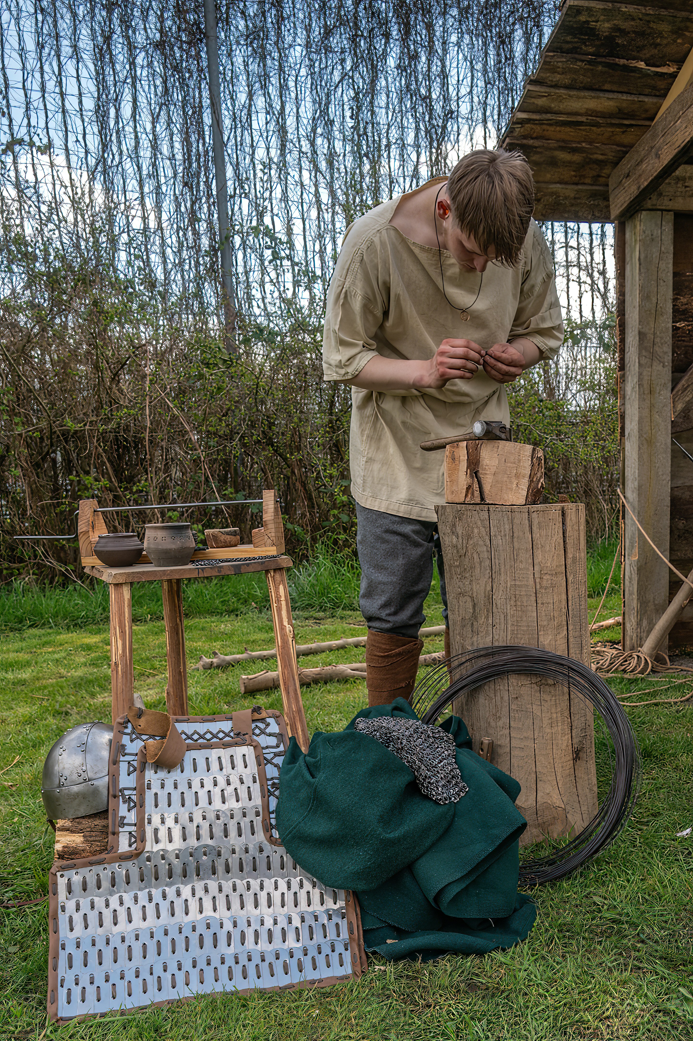 Hands at Work: A Novice Blacksmith in a Rustic Forge