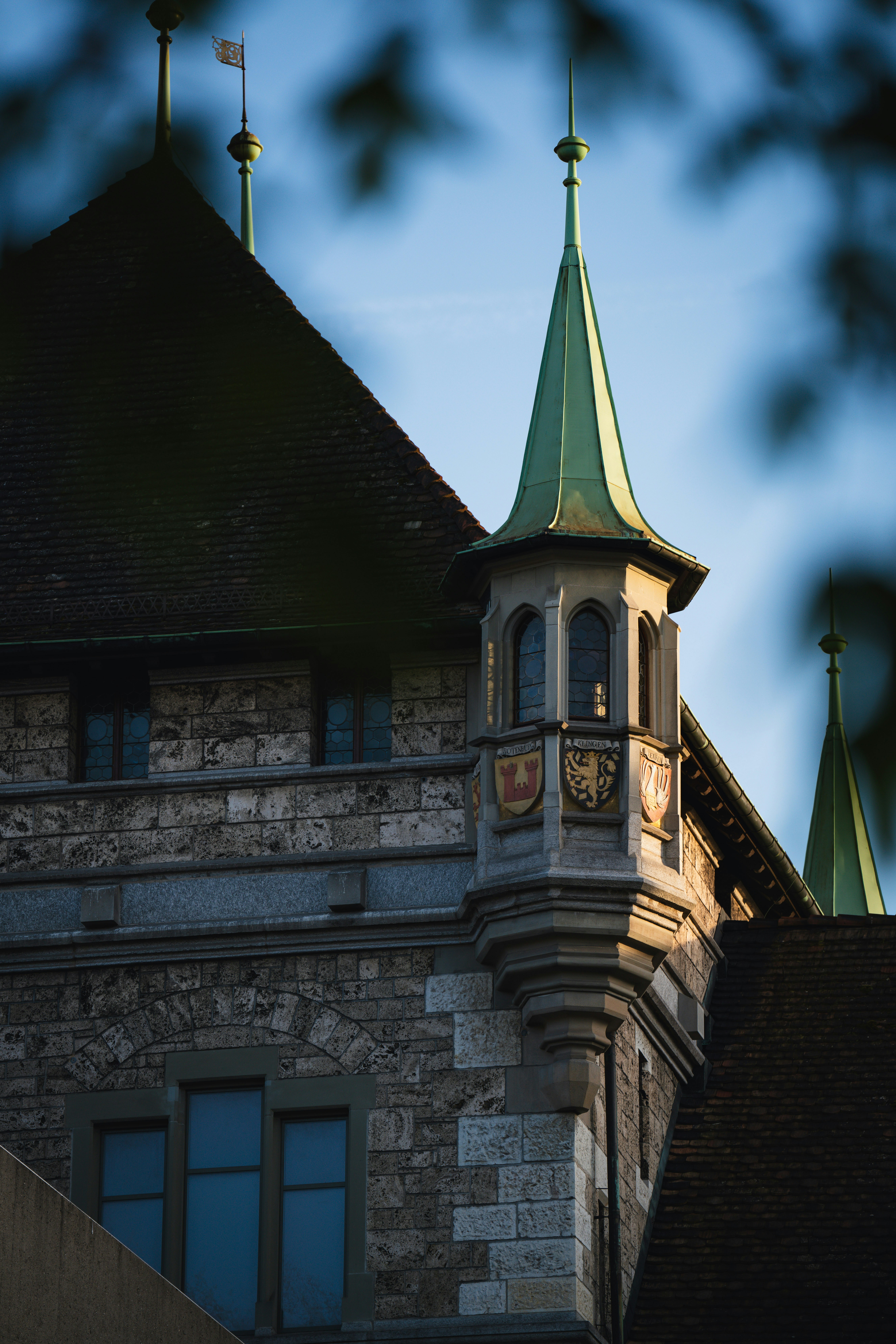 Crowning Turrets and Stonework: A Medieval Facade in Focus