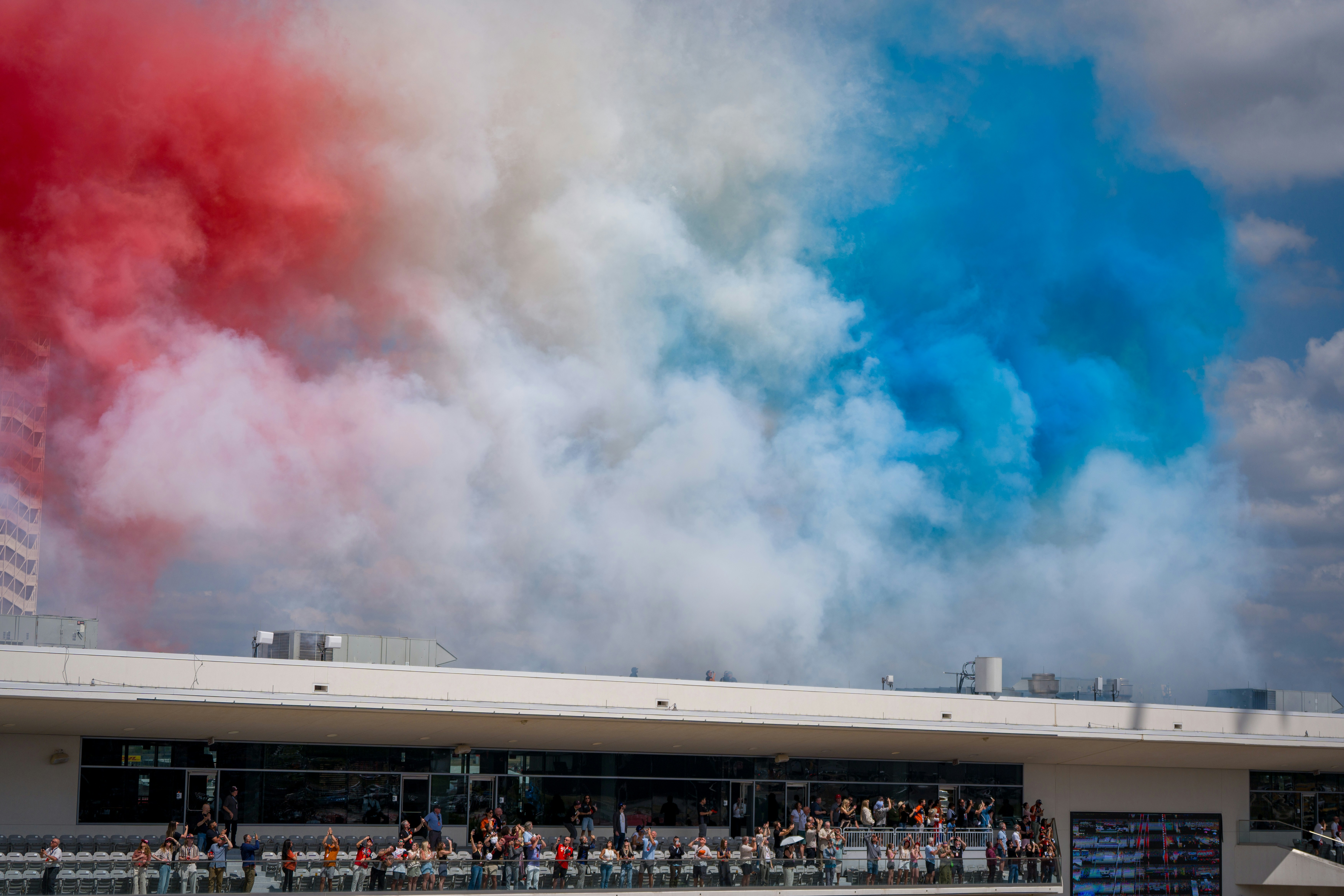 Colored Smoke over Stadium Concourse