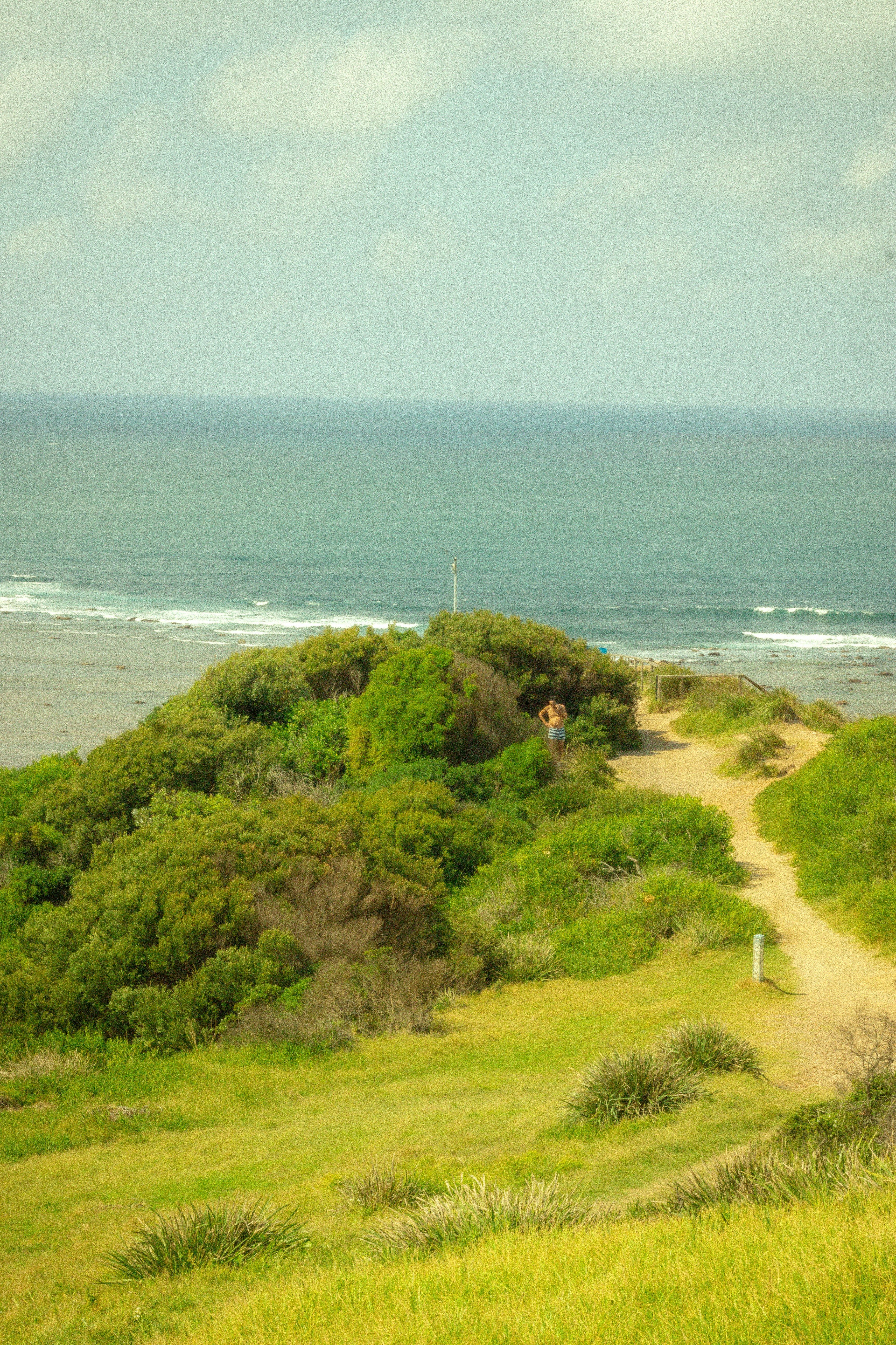 Trail to the Edge: A Seaside Panorama with Hidden Figure