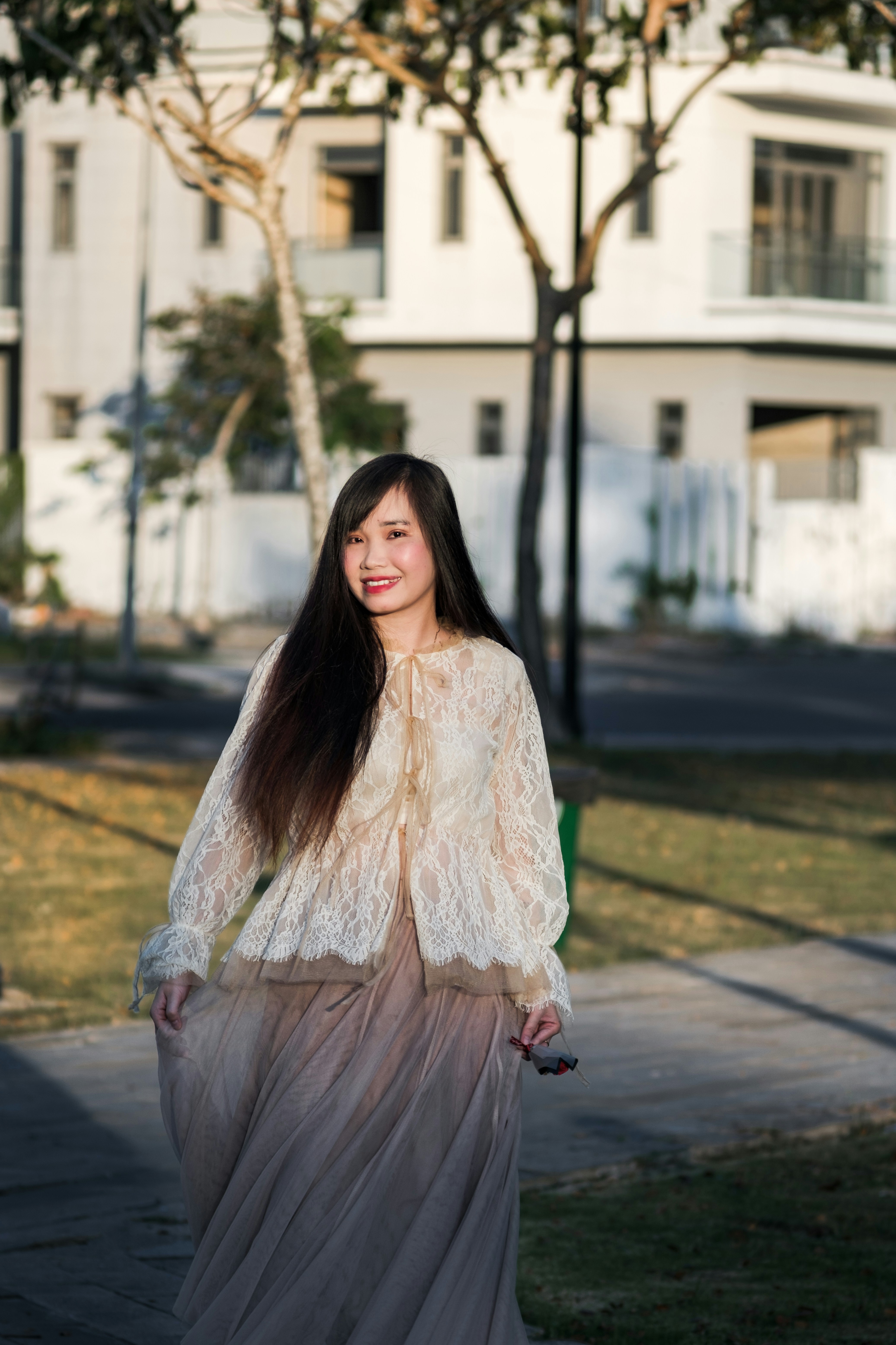 Soft Evening Portrait in a Sunlit Park
