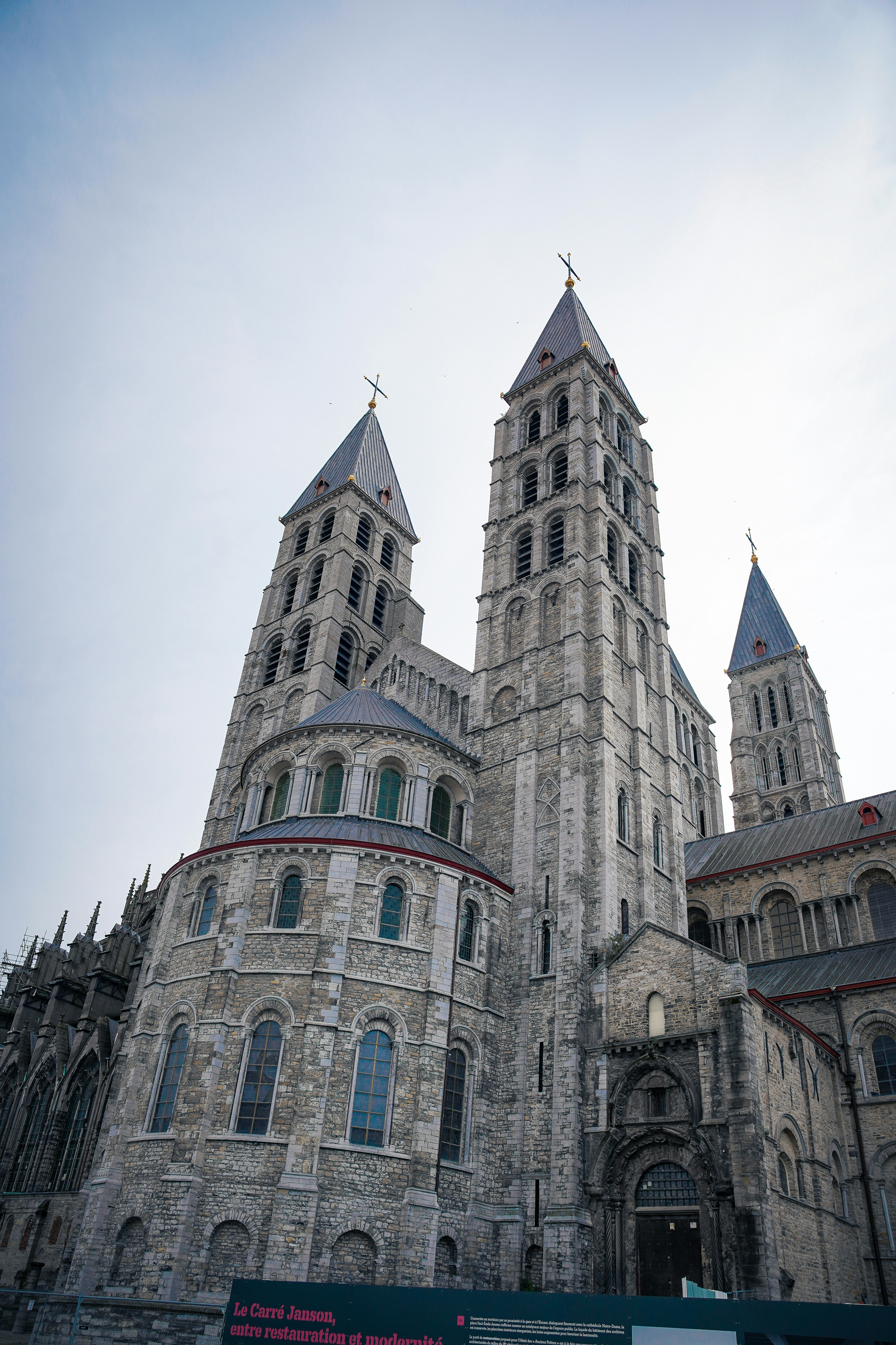 Gothic Cathedral Towers Reaching Toward a Pale Sky