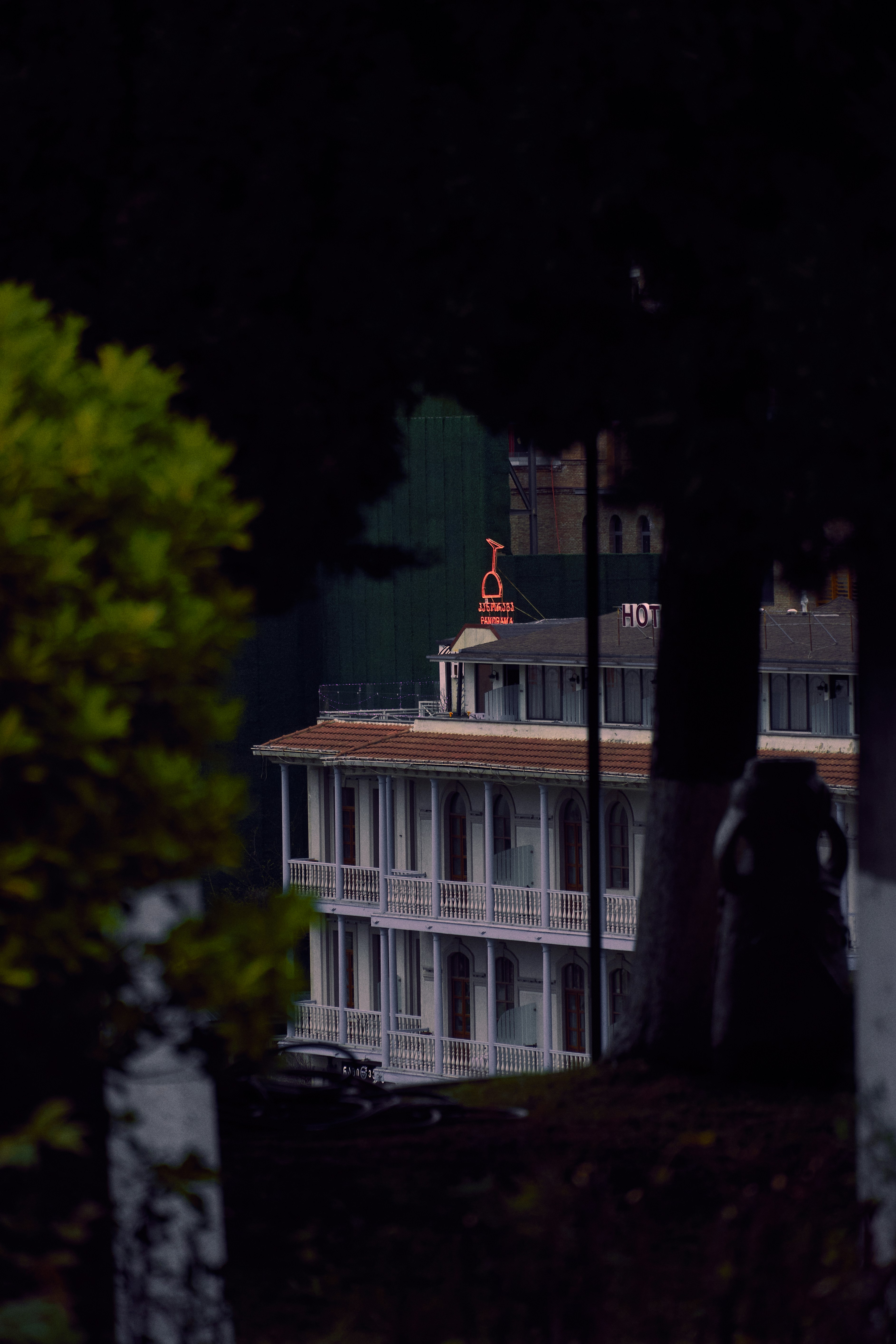 Hidden Balcony Hotel: Night View Through The Trees