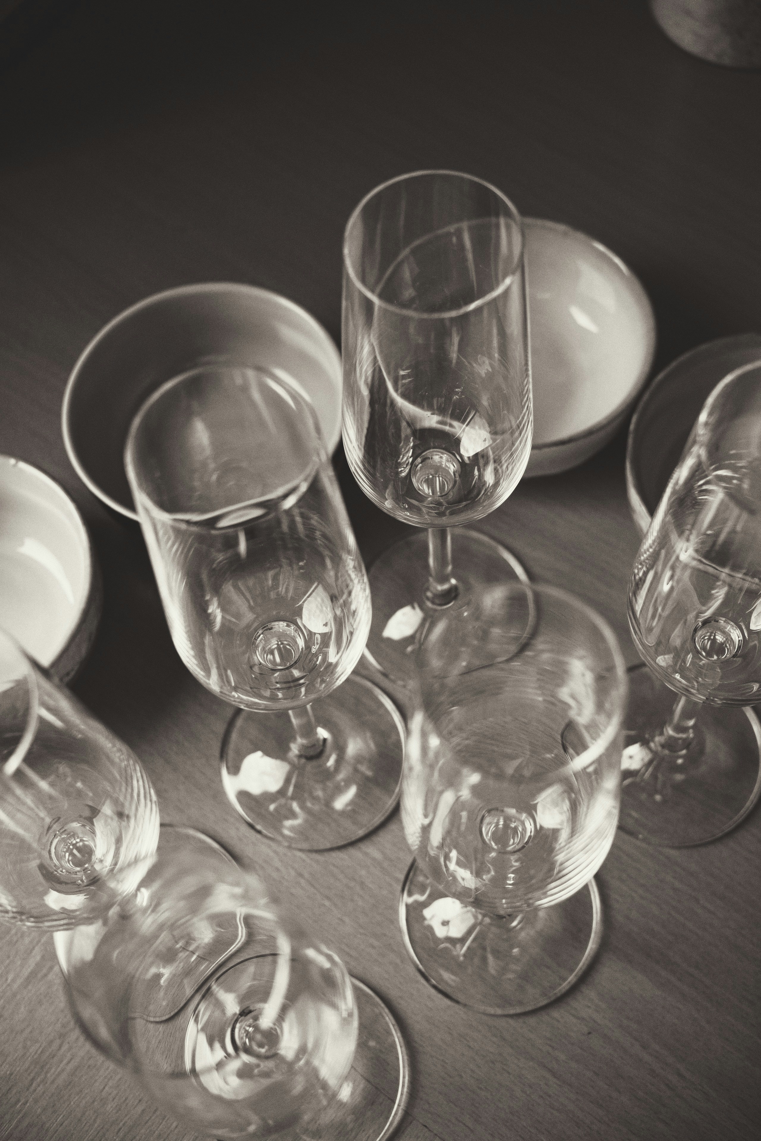 A Quiet Chorus of Glasses: Overhead still life