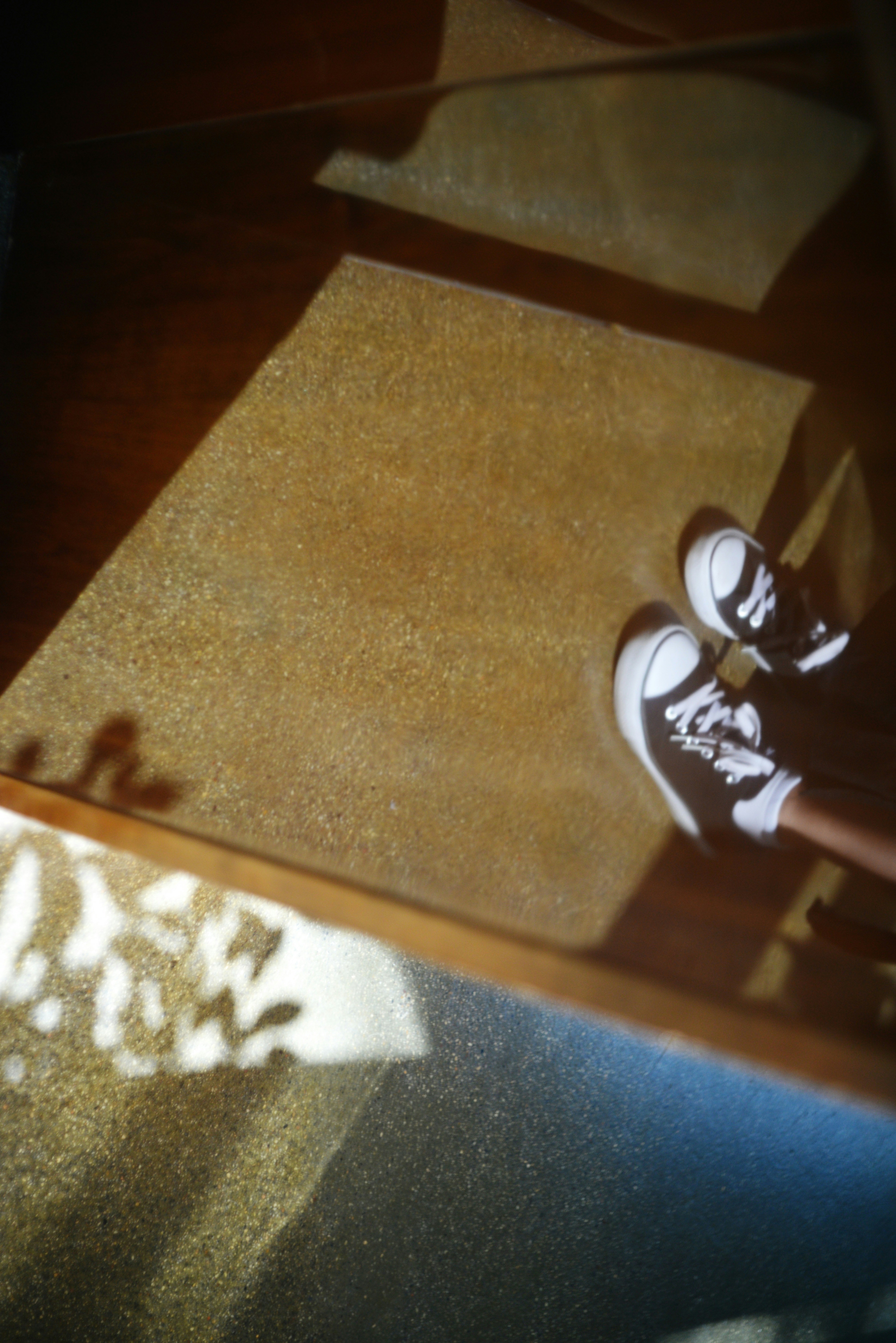 Footwear in motion: a casual hallway snapshot