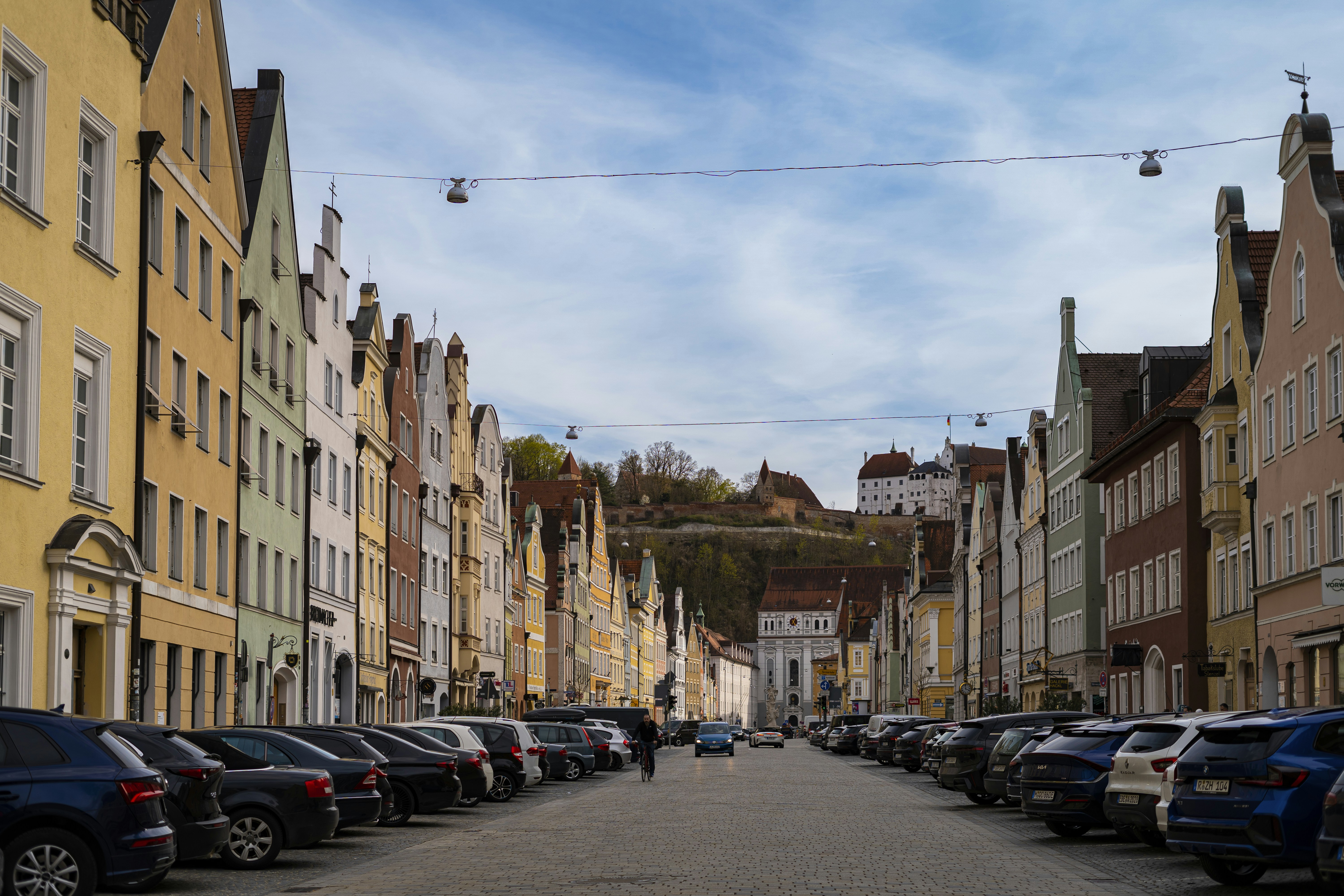 Colorful European Street: A Quiet Corridor of Painted Townhouses