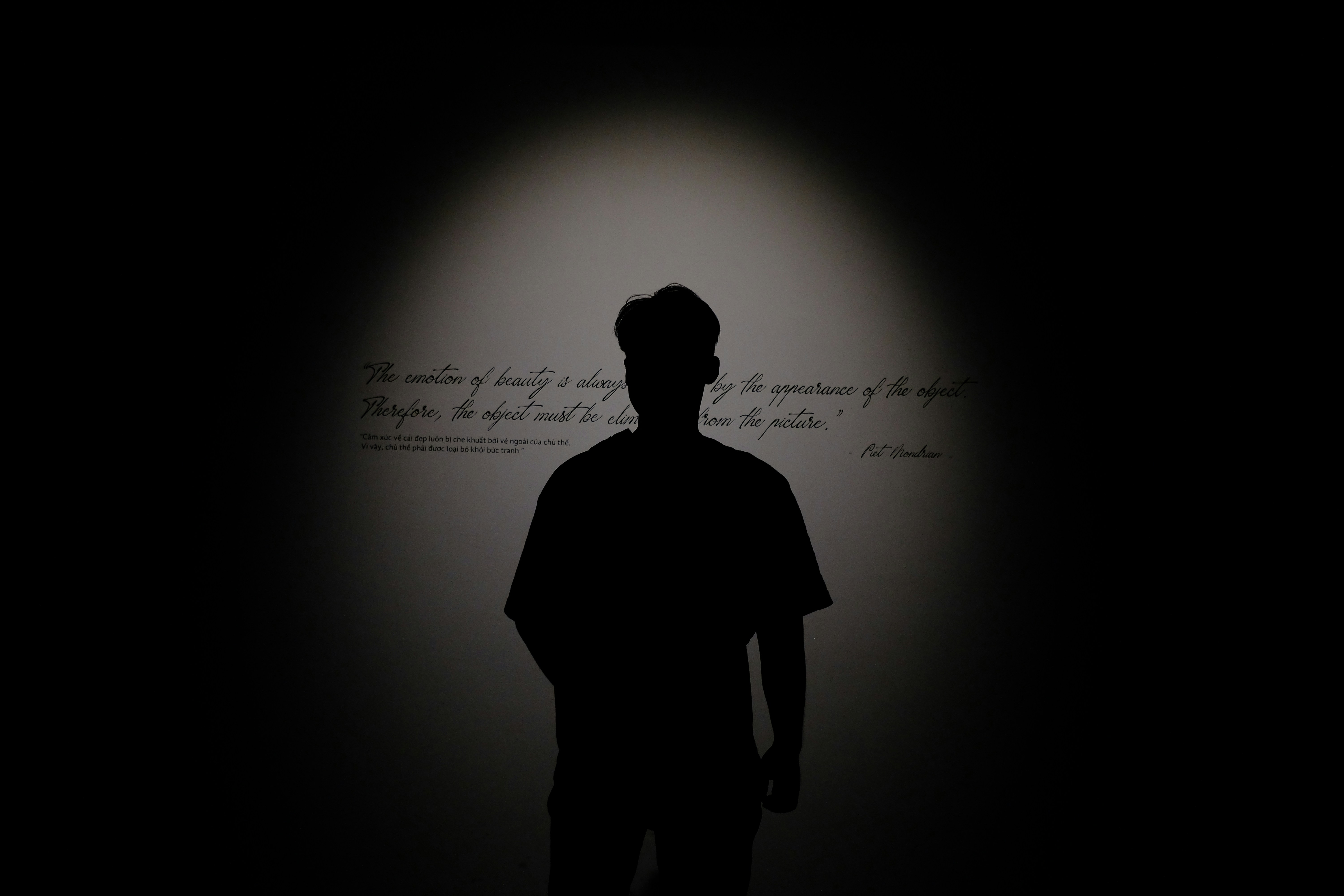 Backlit Silhouette: A Quiet Figure Emerges from the Dark