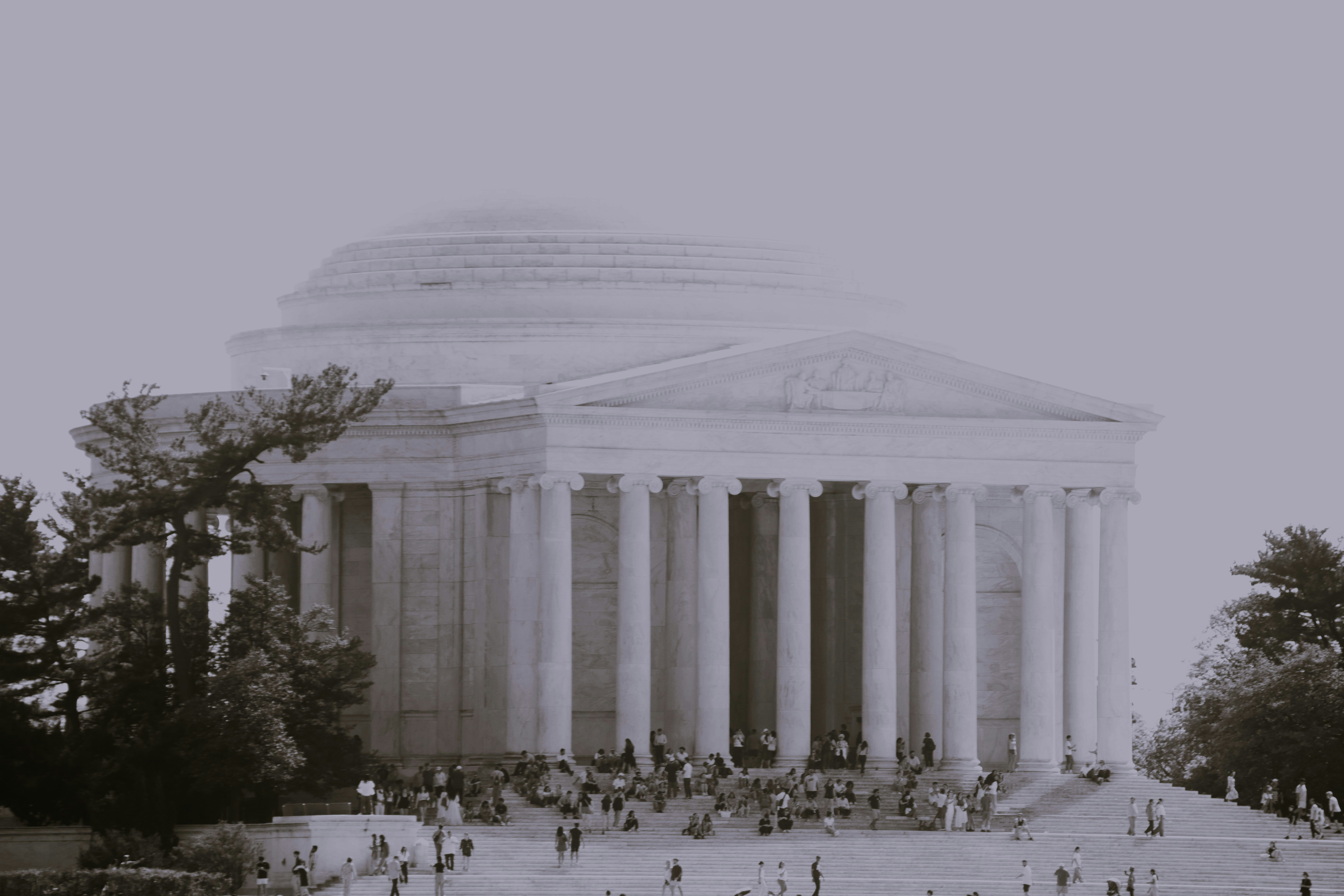 Monumental Steps: Visitors Gather Before the Lincoln Memorial
