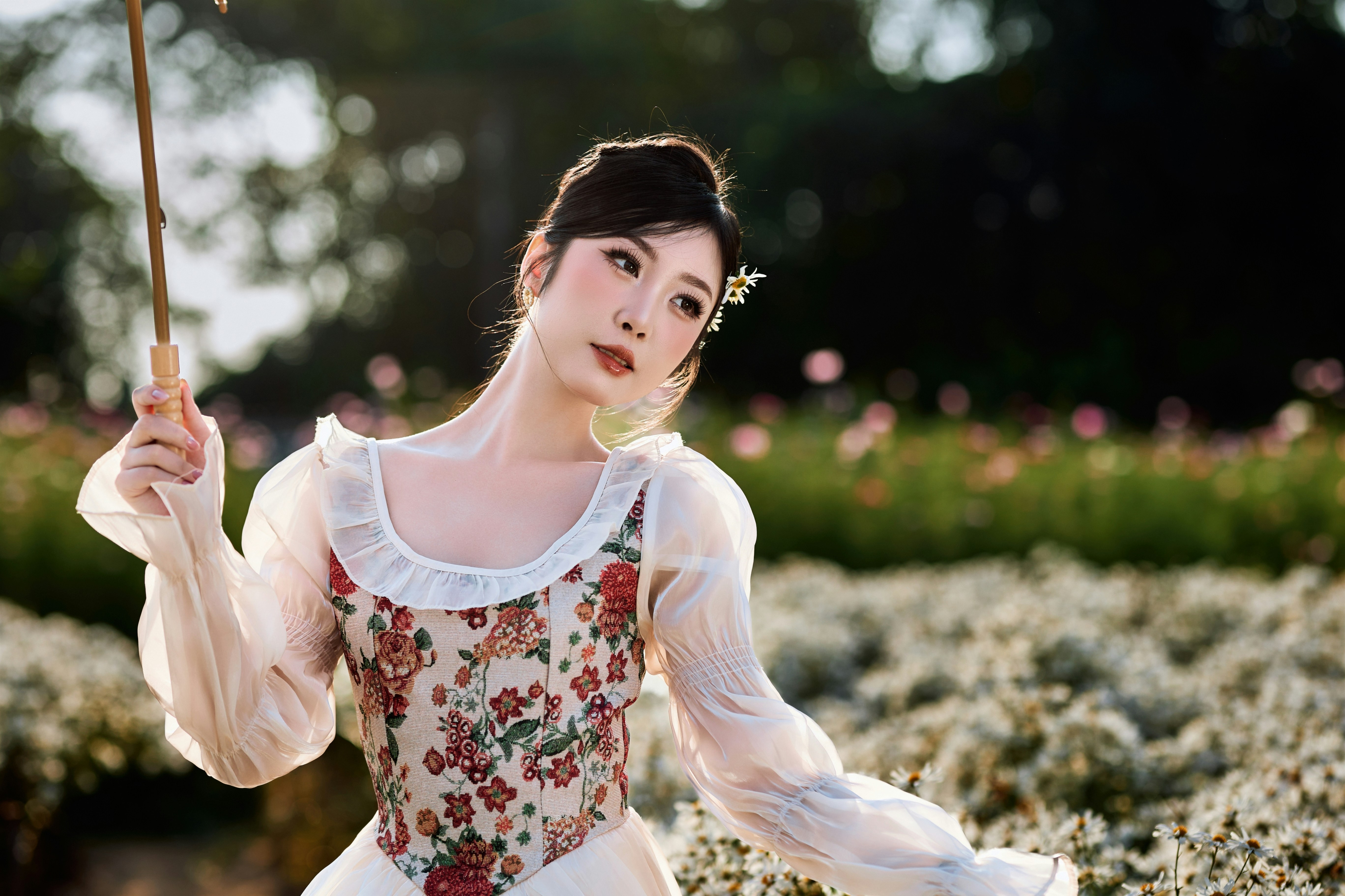 Floral Elegance: A Portrait in Soft Light