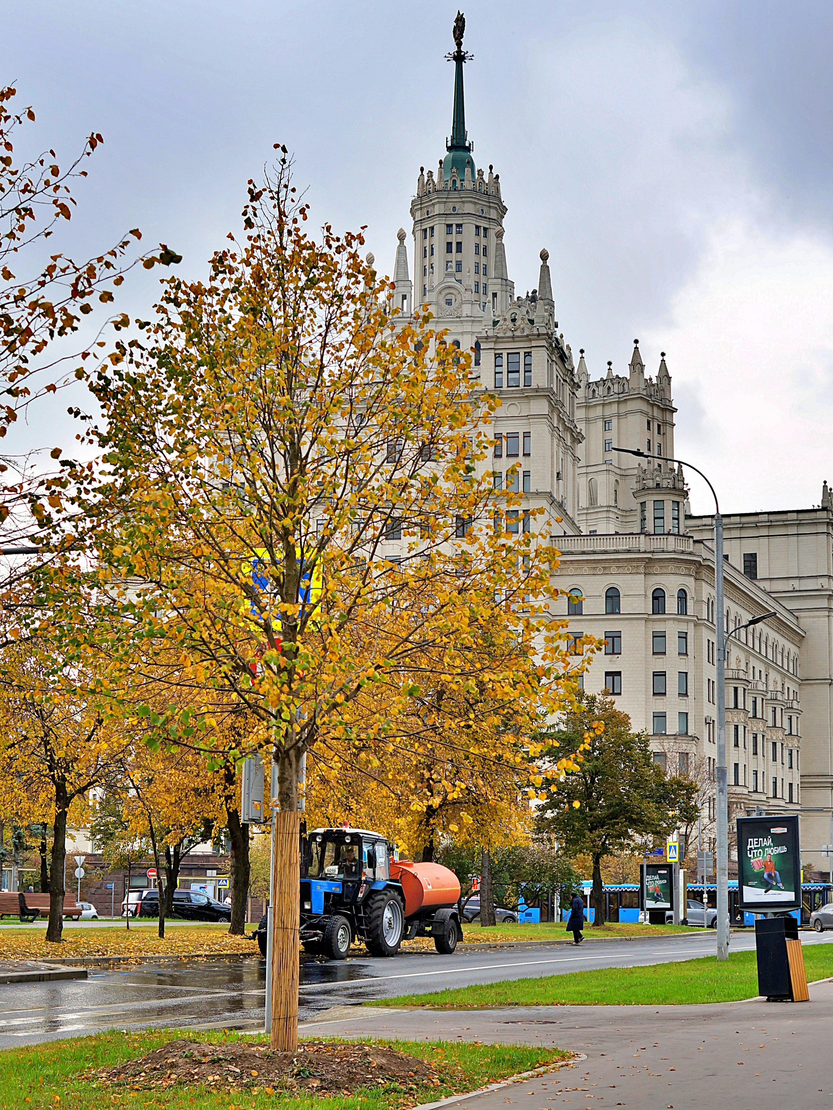 Autumned Avenue: A Historic Tower Peers Over Fall Trees