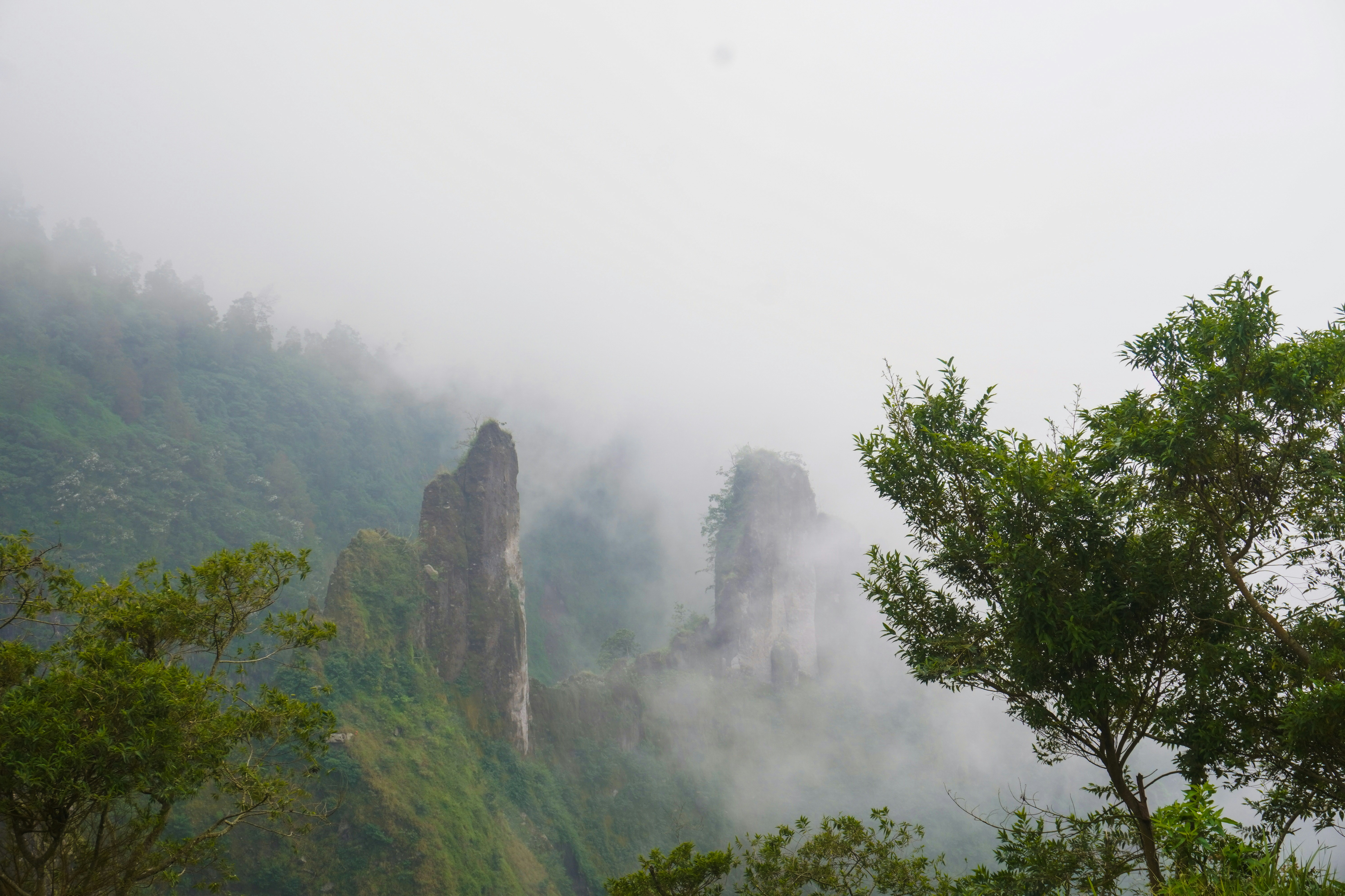 Misty Pillars Above the Valley