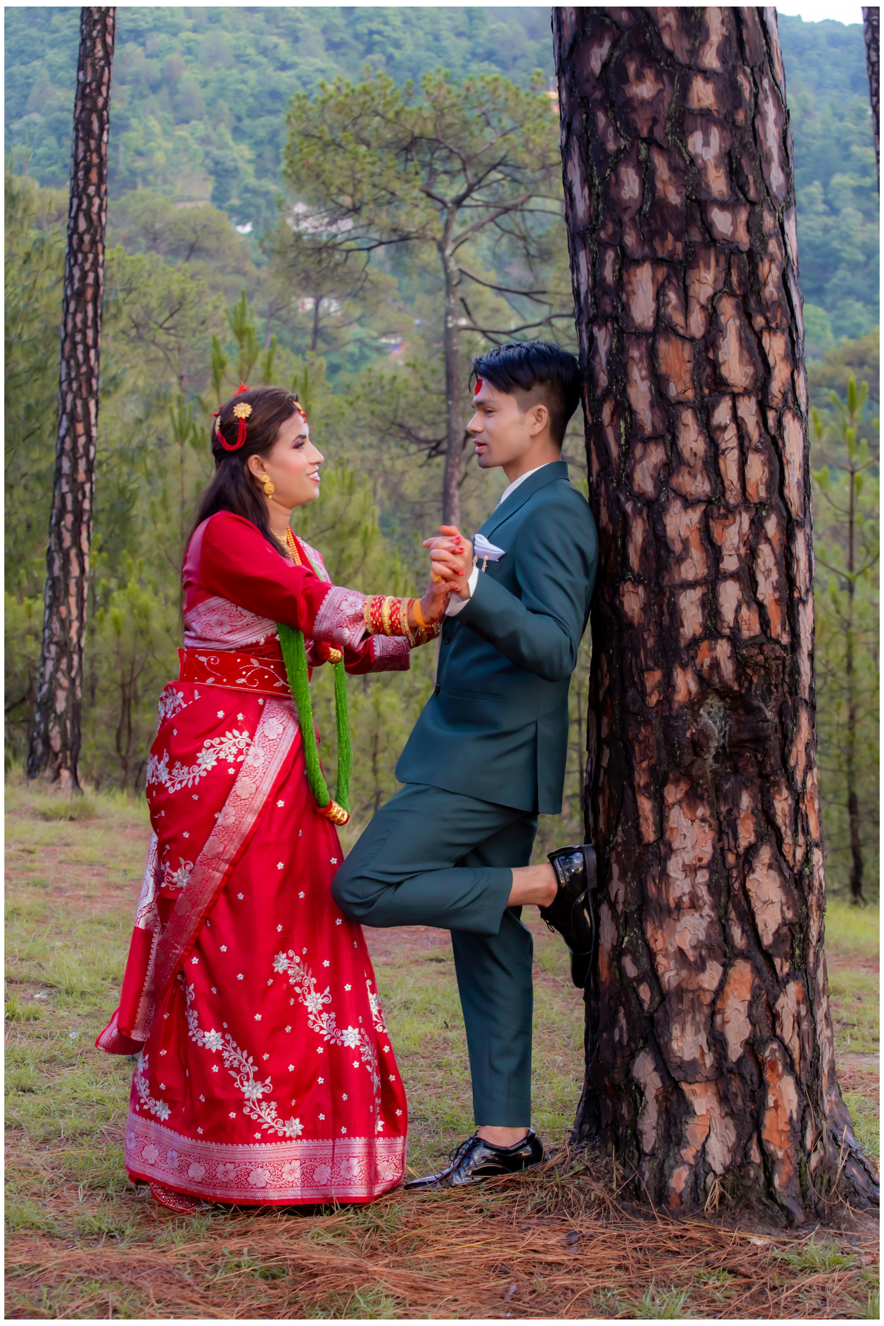 Duel of Colors: A Couple In Harmony by the Pine