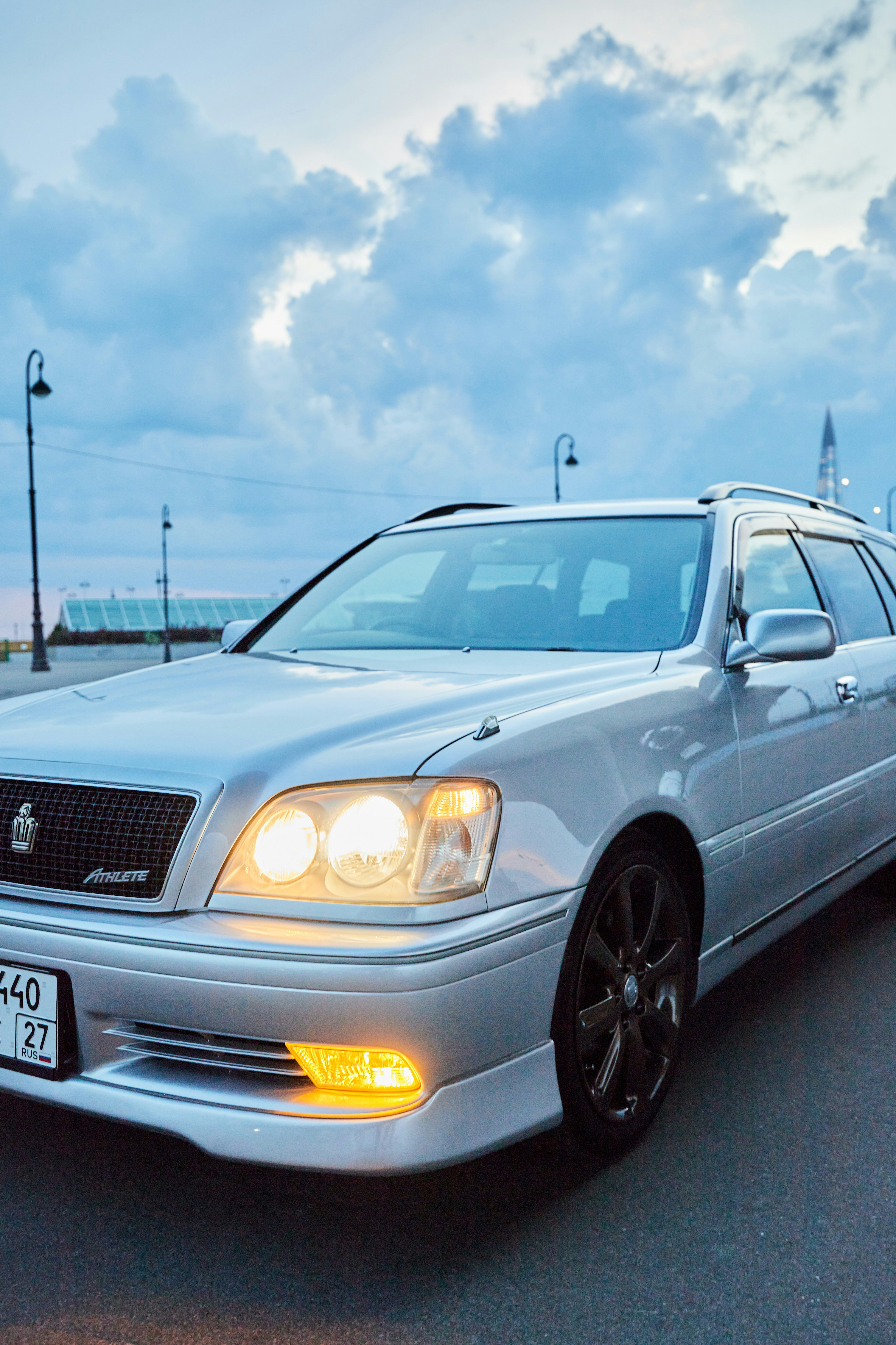 Silver SUV in Coastal Overcast Evening