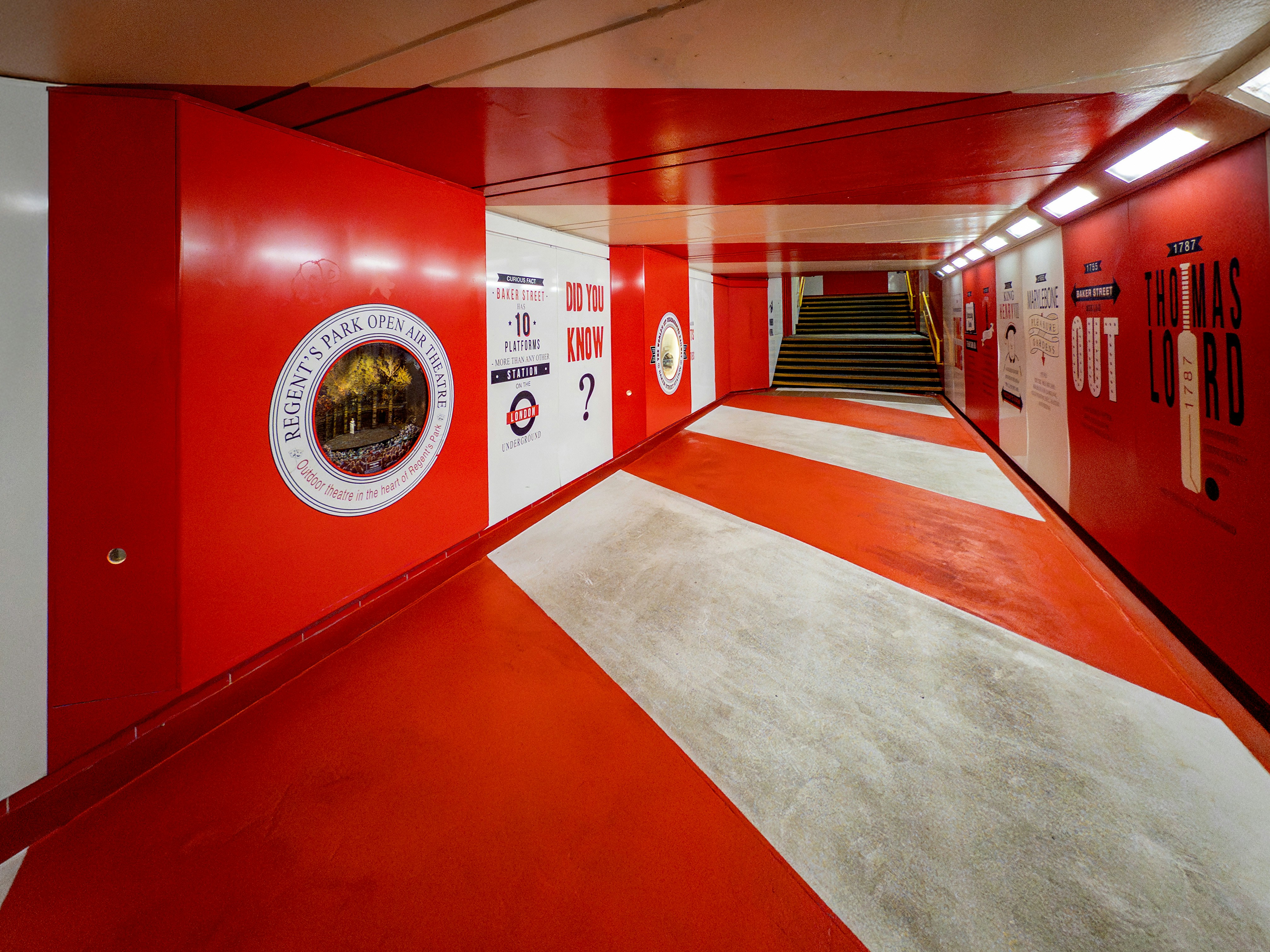 Red Corridor to the Light: A Subway-Like Ascent