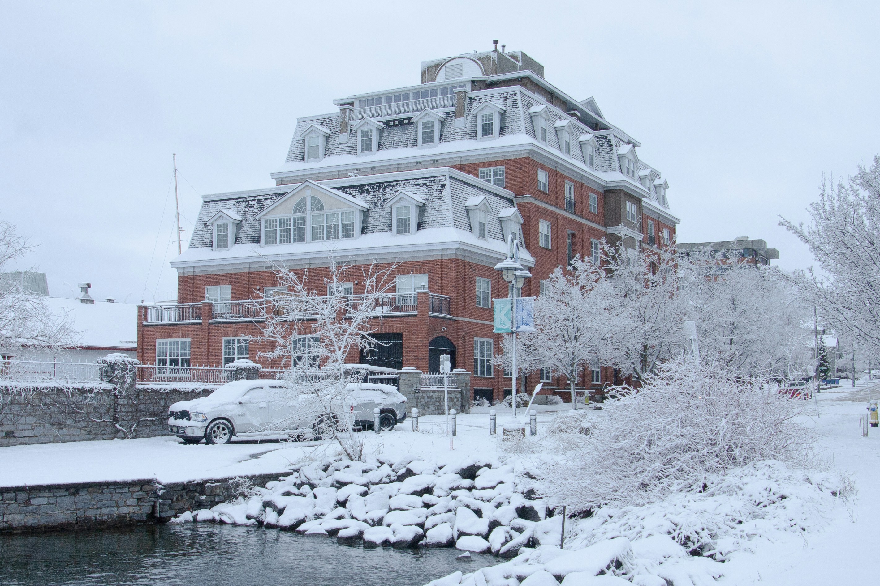 Snowbound Mansion by the Pier