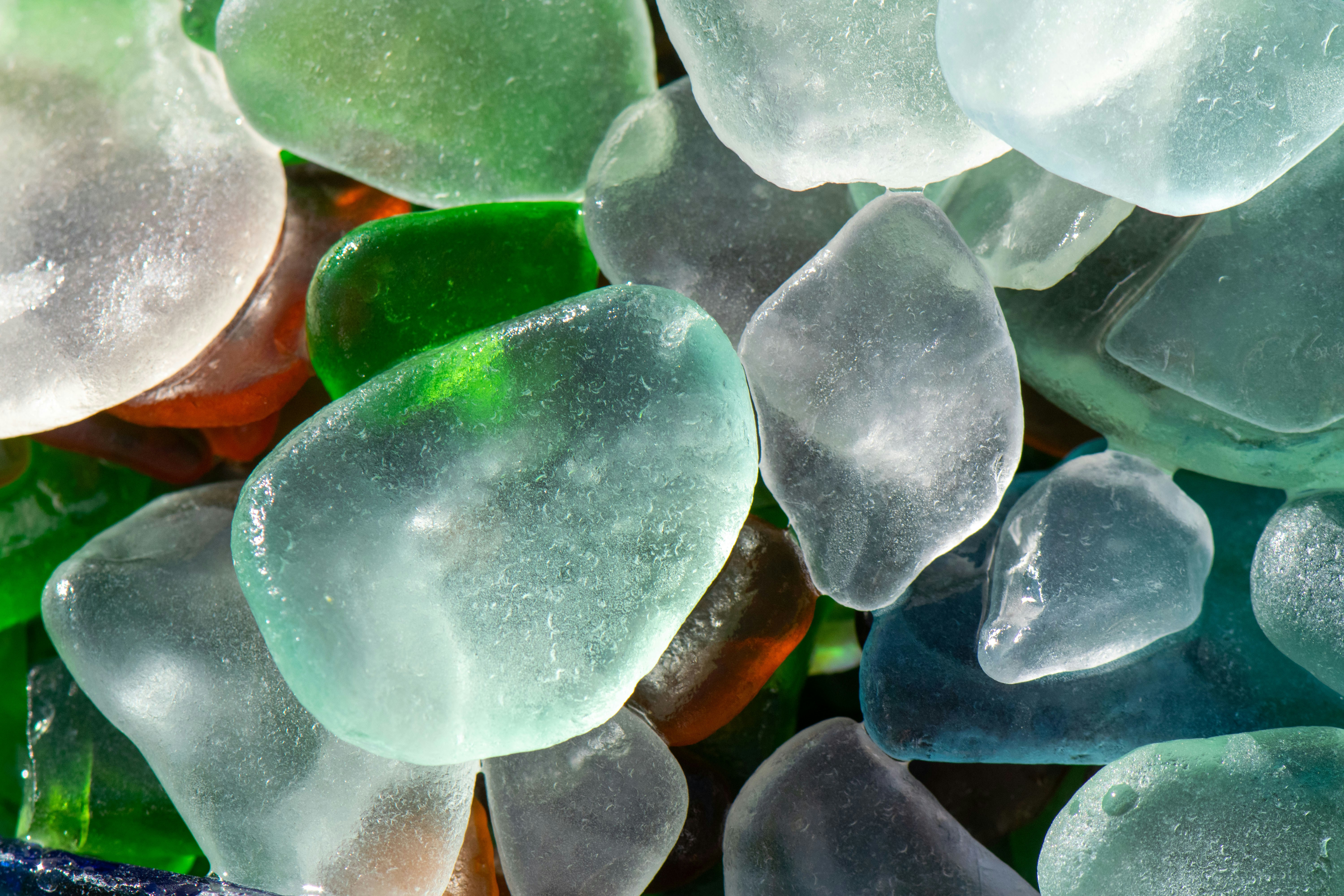 Colorful Galaxy in Pebbles: Iridescent Sea Glass Close-Up