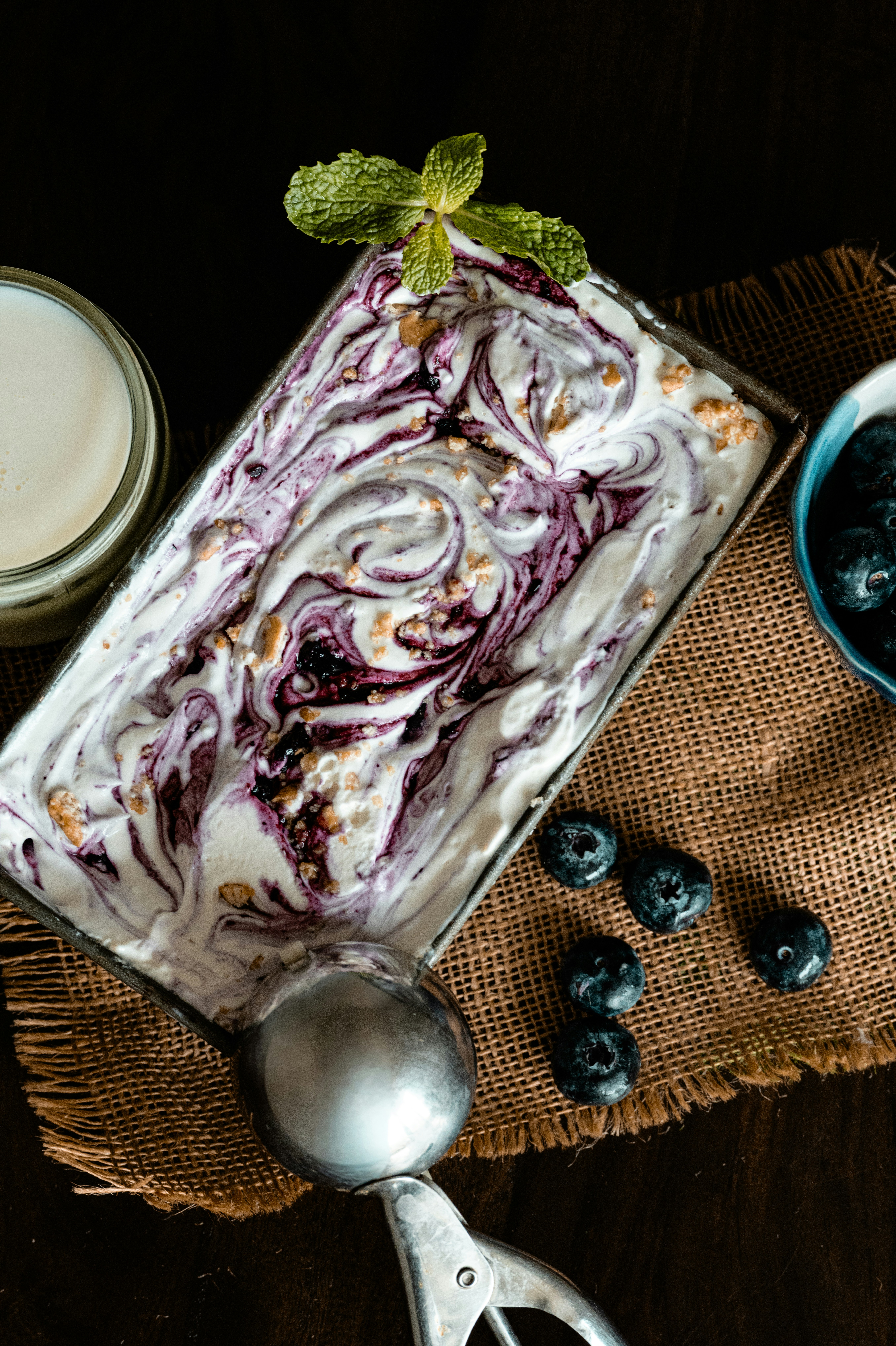 Swirl of Blueberry Cream in a Rustic Slice Pan
