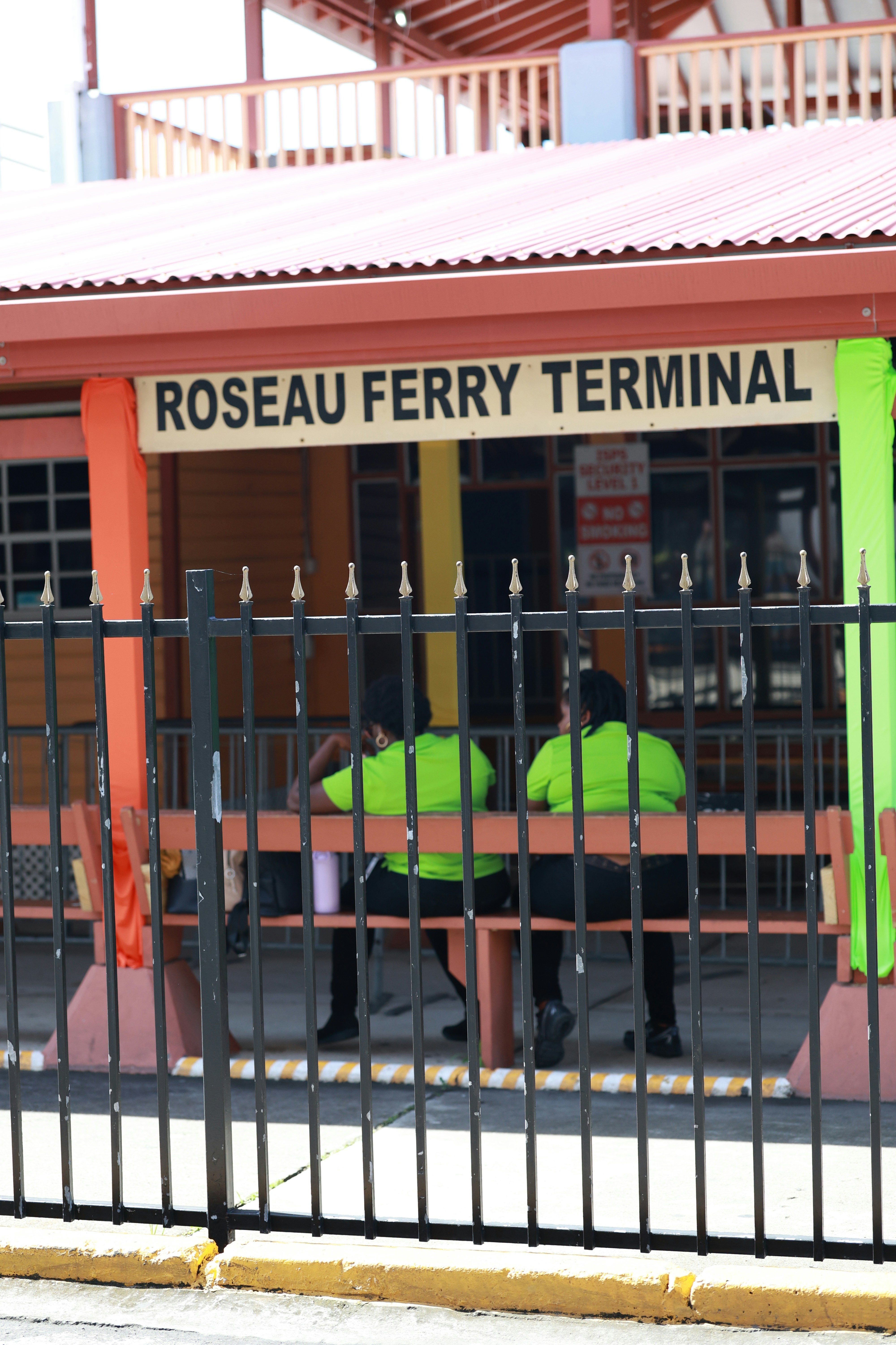 Crew Waiting at Roseau Ferry Terminal Gate