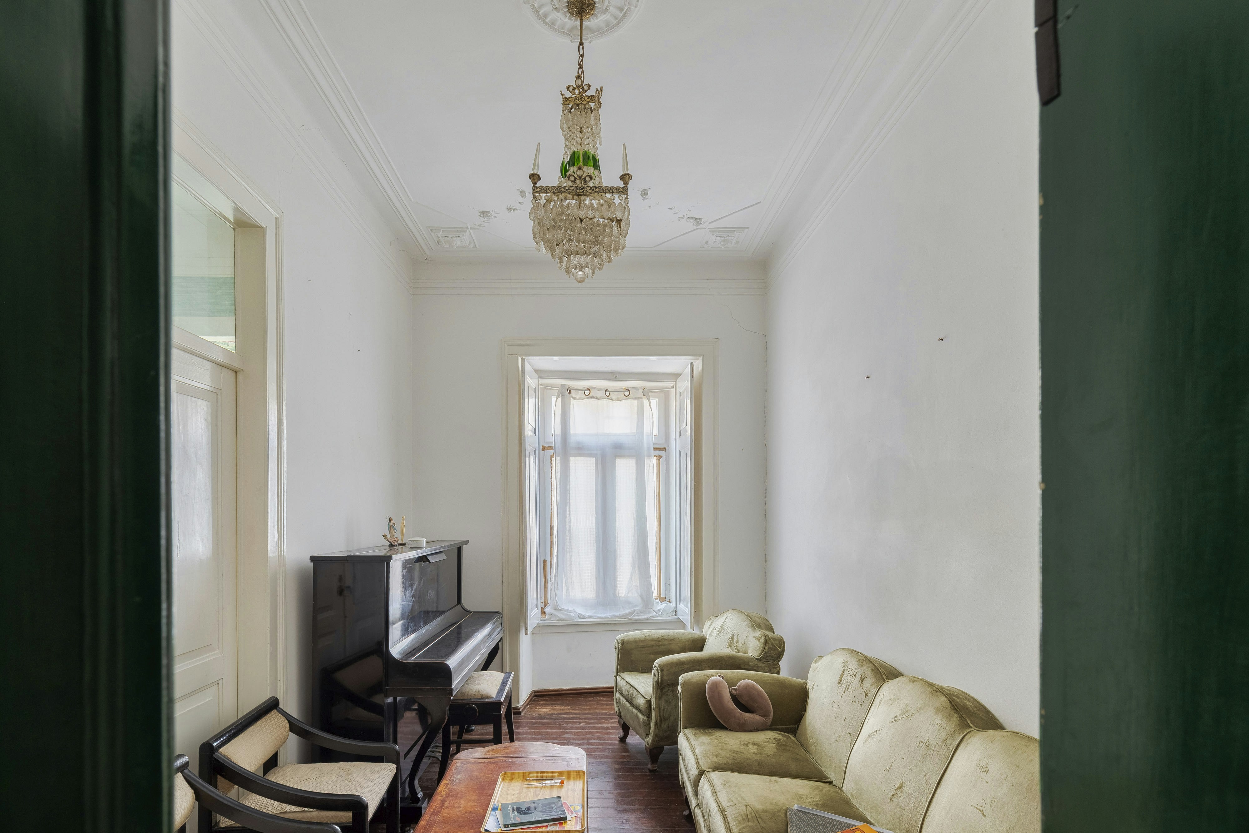 Pastel Parlor at Dusk: A Quiet Living Room with Vintage Charm