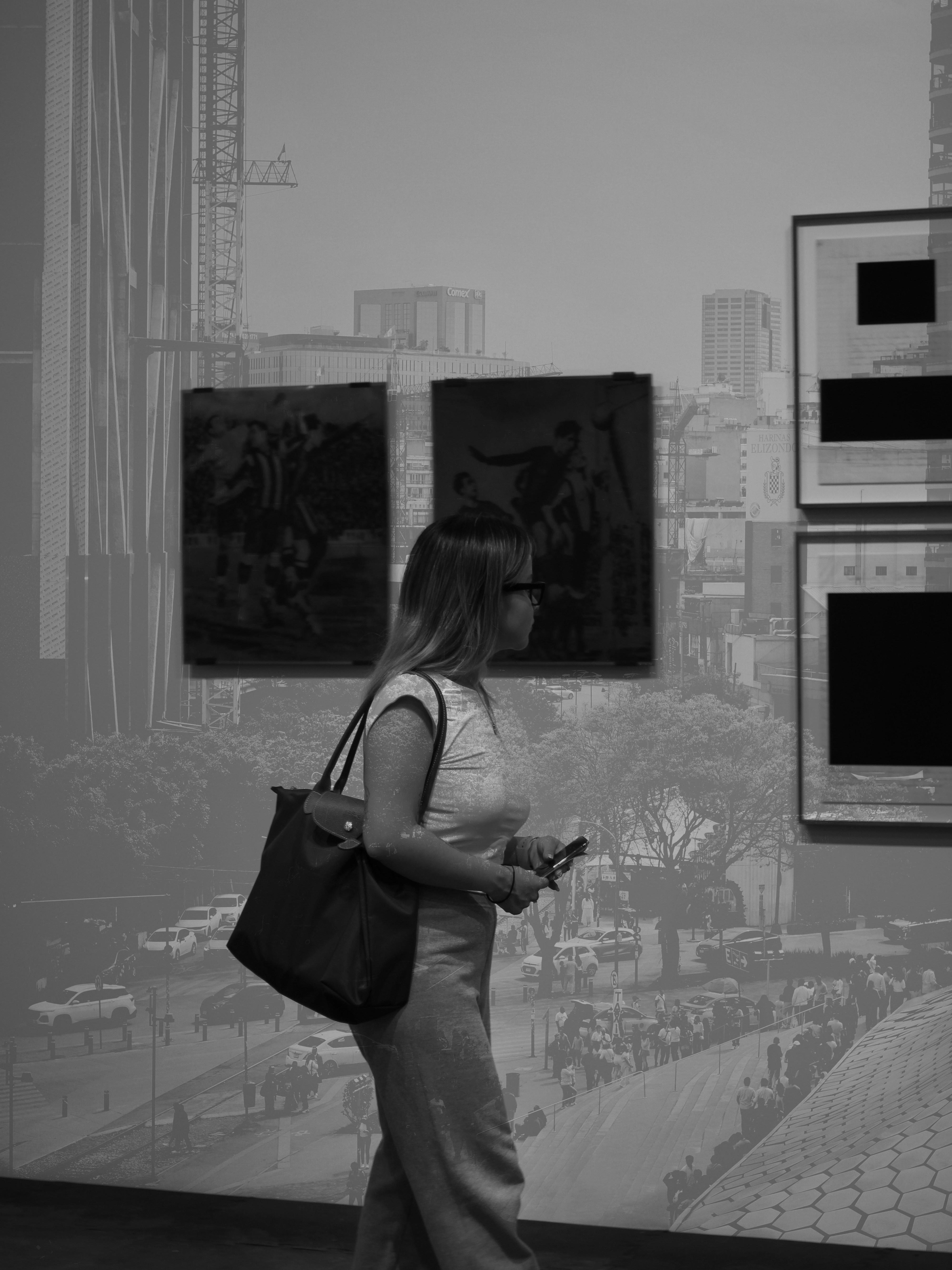 Sidewalk Portrait in a Glassy Gallery