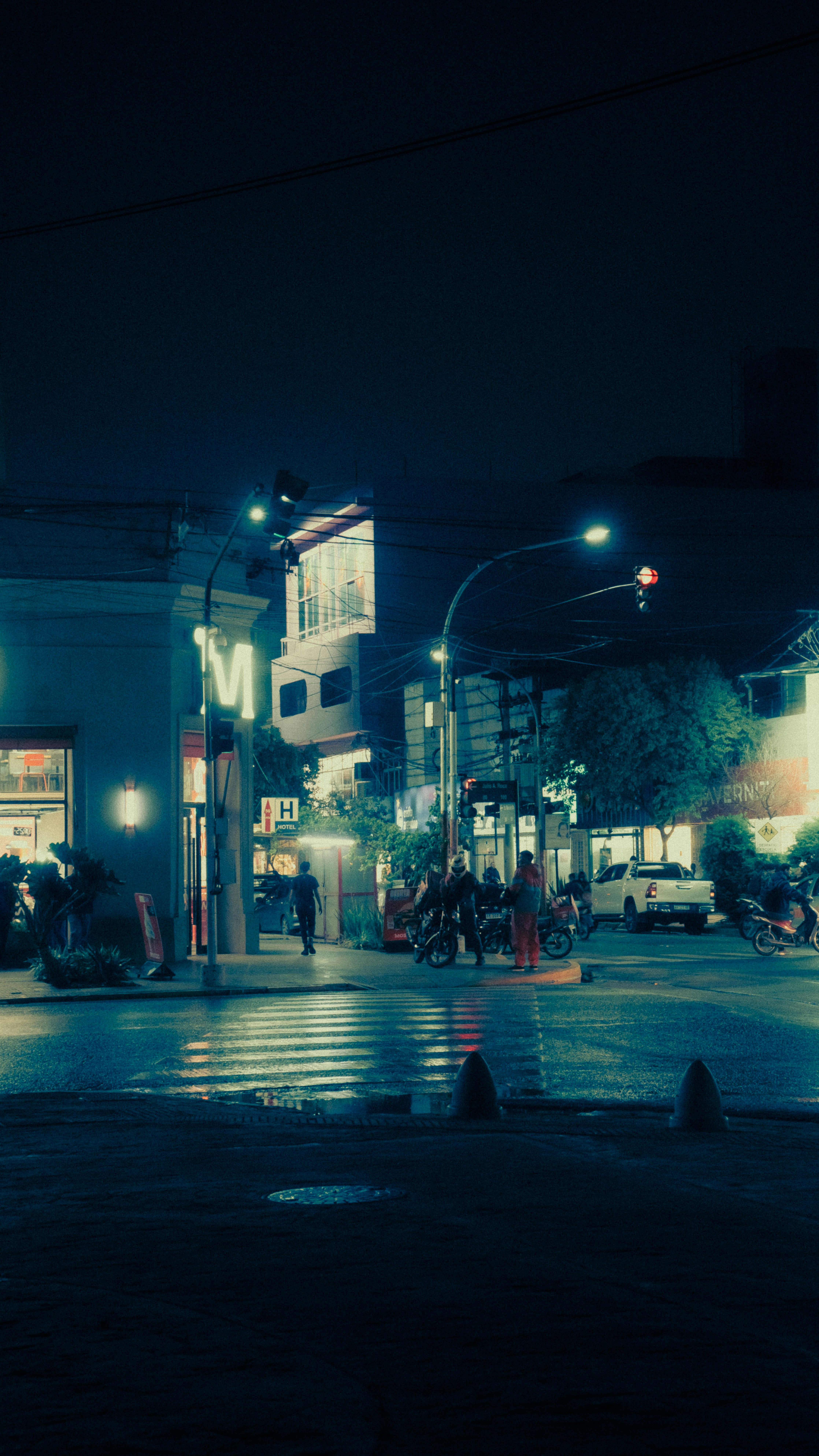 Neon Nightlife on a Quiet Street