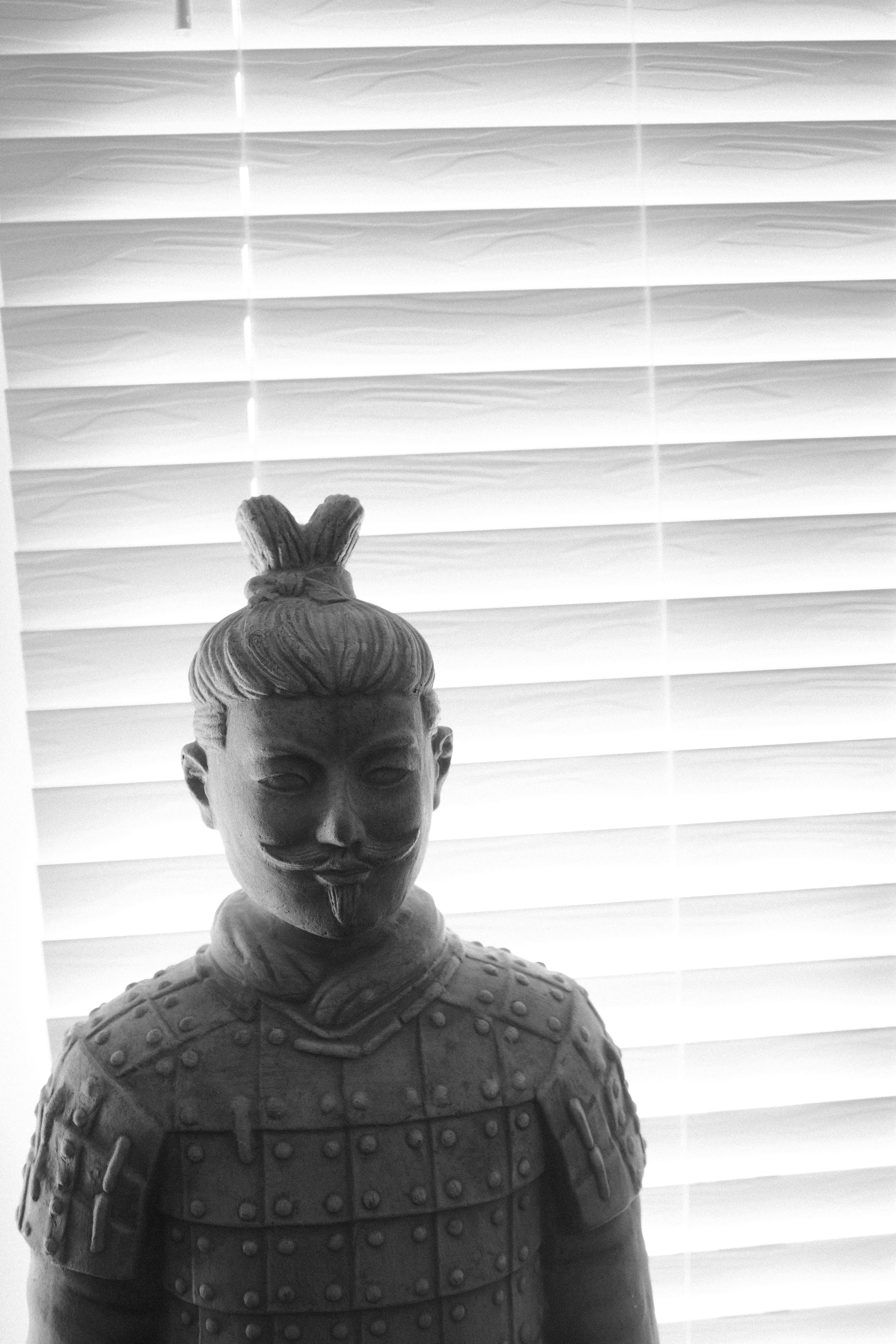 Silent Warrior: A Terracotta Figure Silhouetted by Horizontal Light