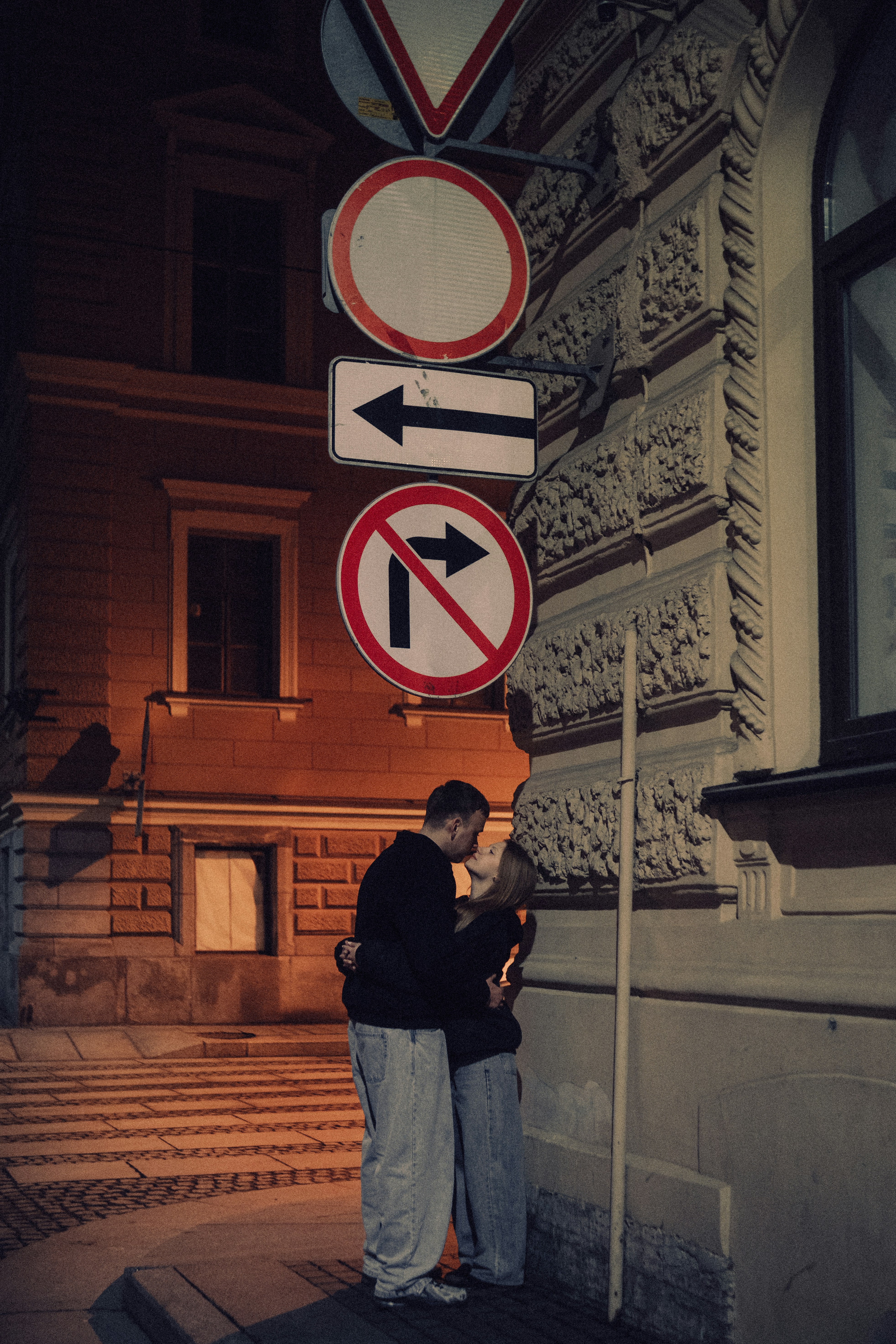 Midnight Kiss Under Street Signs