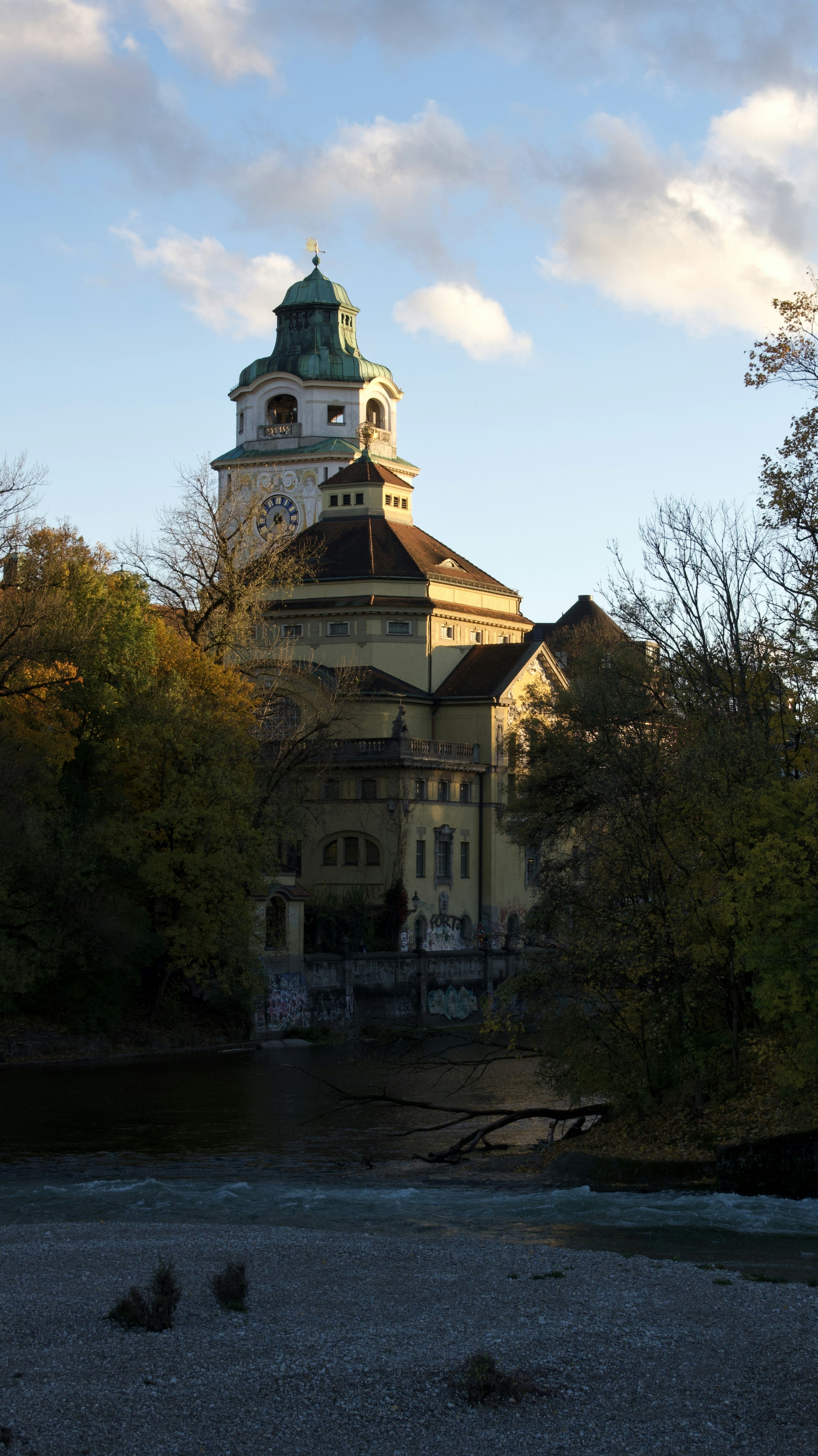 Cupola Over the River: A Riverside Chateau at Golden Hour