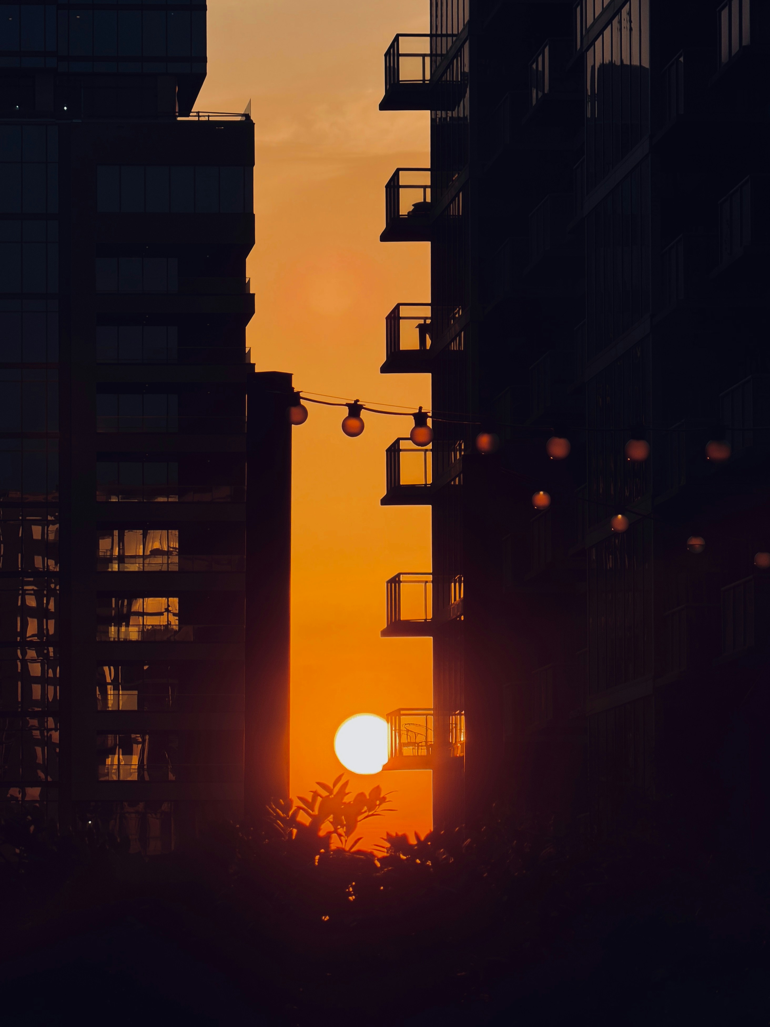 Sunset Between Towers: A Corridor of Light