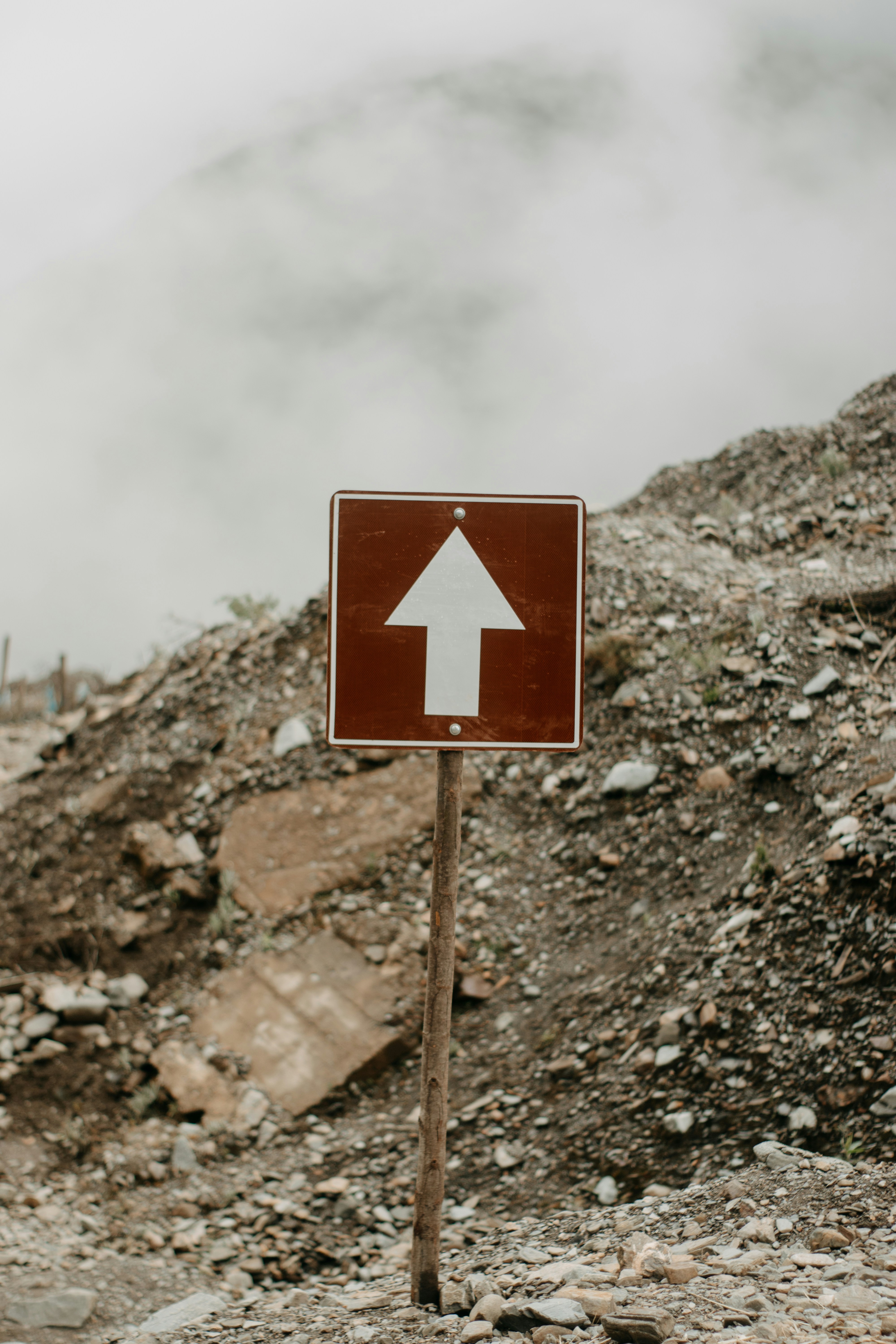 Upward Signal: A Lone Arrow in a Rugged Cliffside