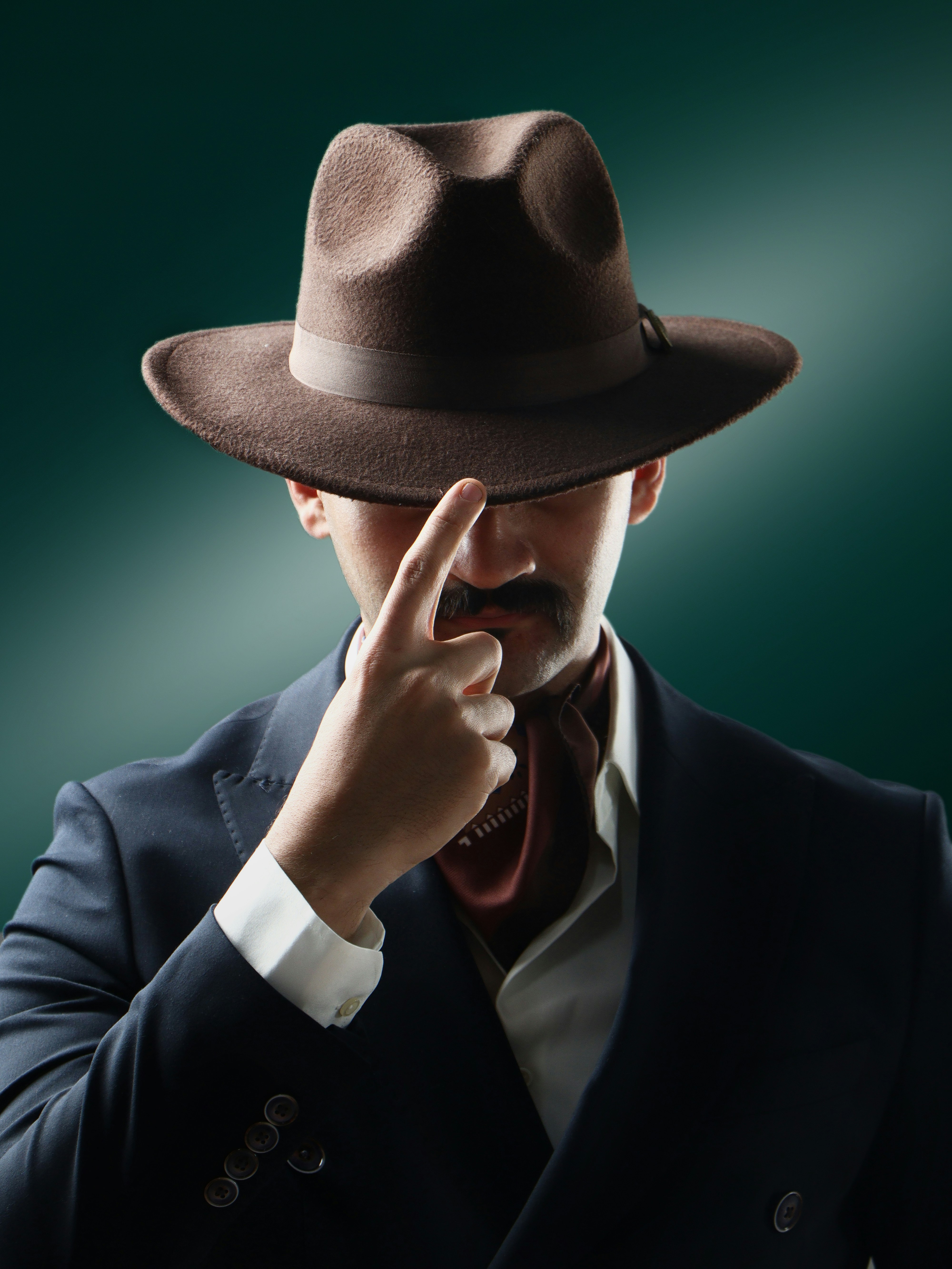 The Veil of the Hat: A Portrait in Shadow and Style