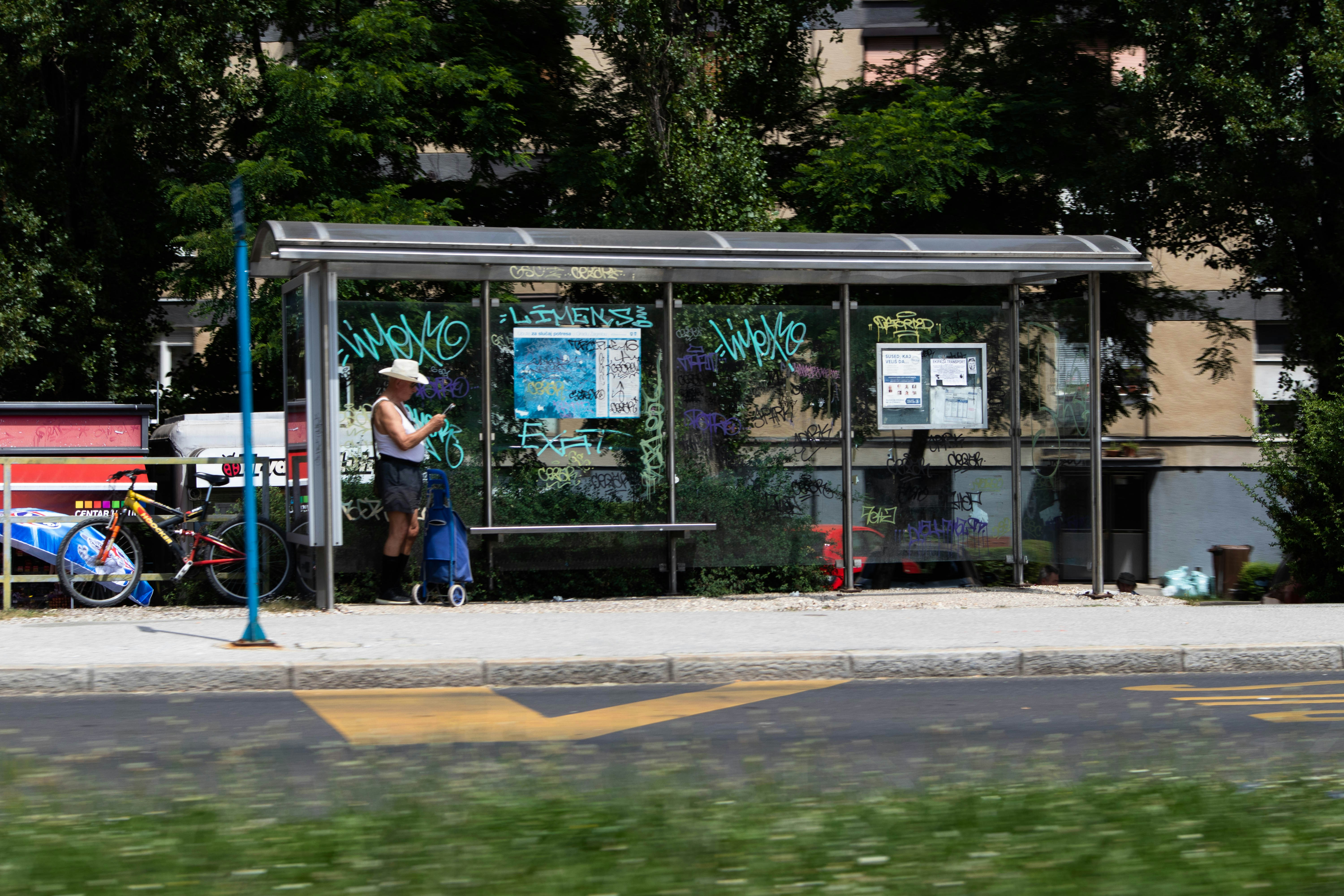A Quiet Moment at the City Bus Stop
